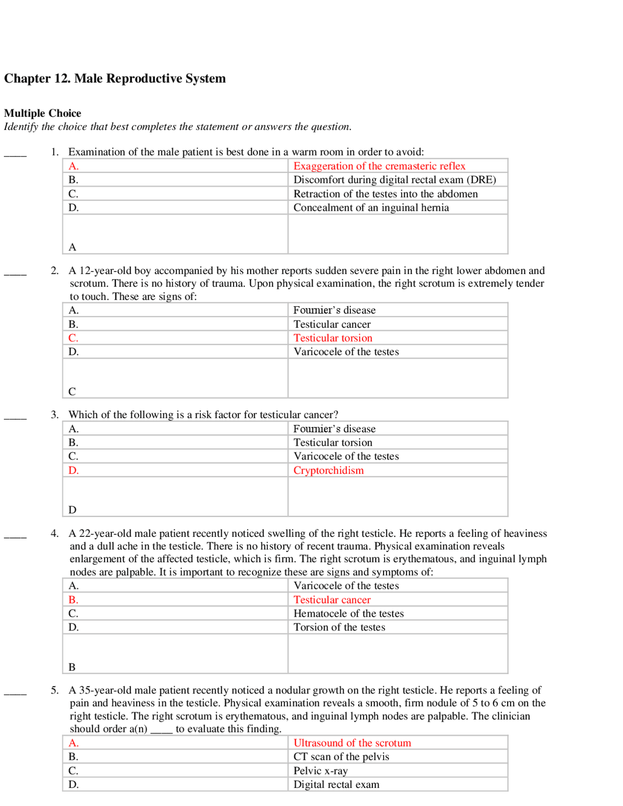 Male Reproductive System Multiple Choice Questions | Study Guides ...