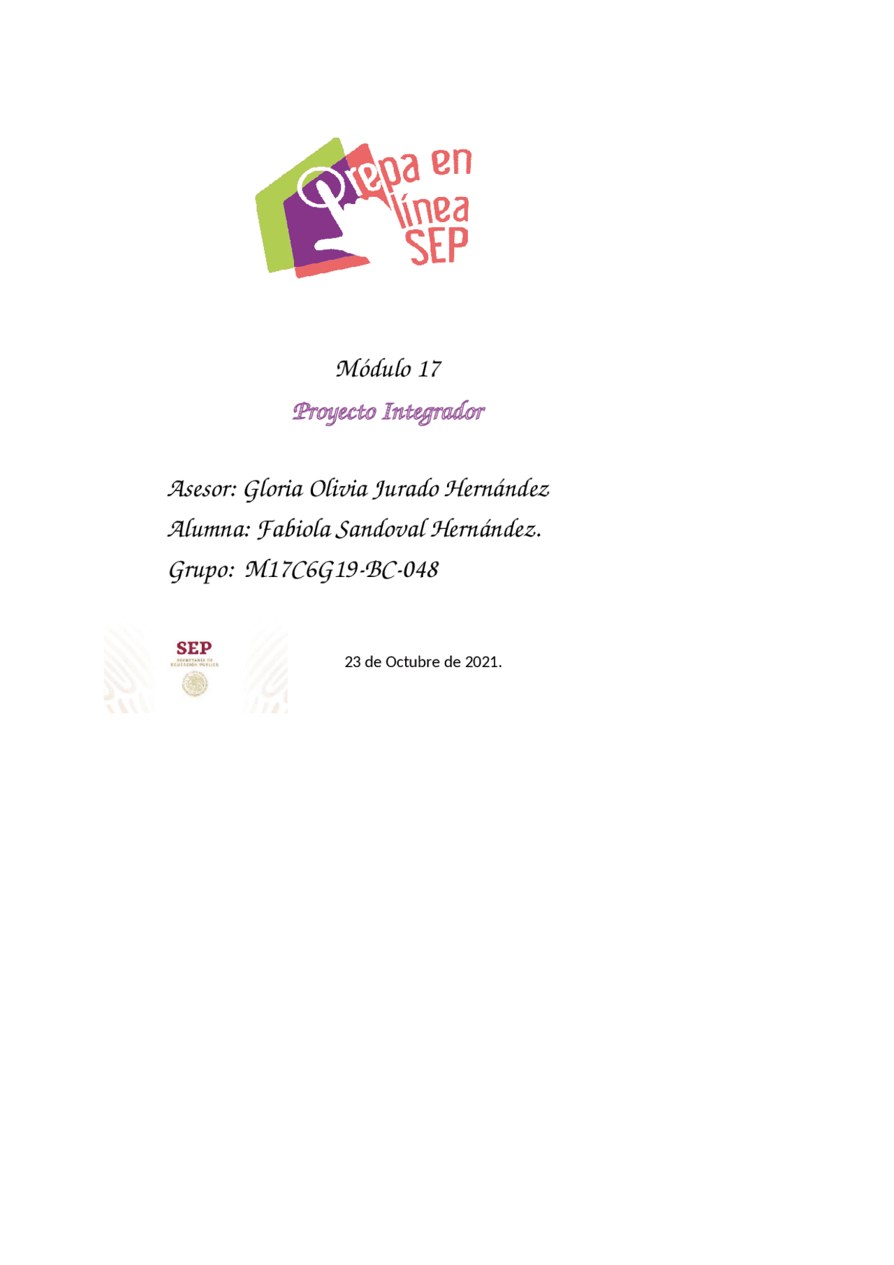 Modulo 17 Semana 4 Proyecto Integrador Docsity