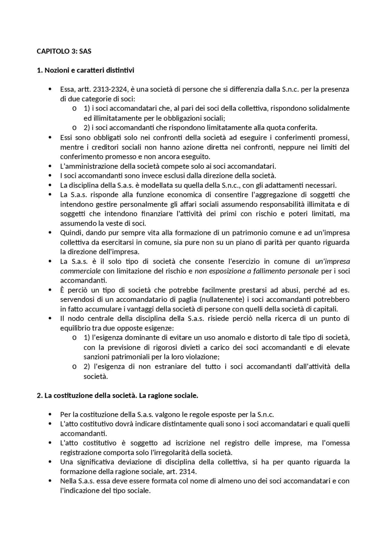 Riassunto Completo Societa In Accomandita Semplice Docsity