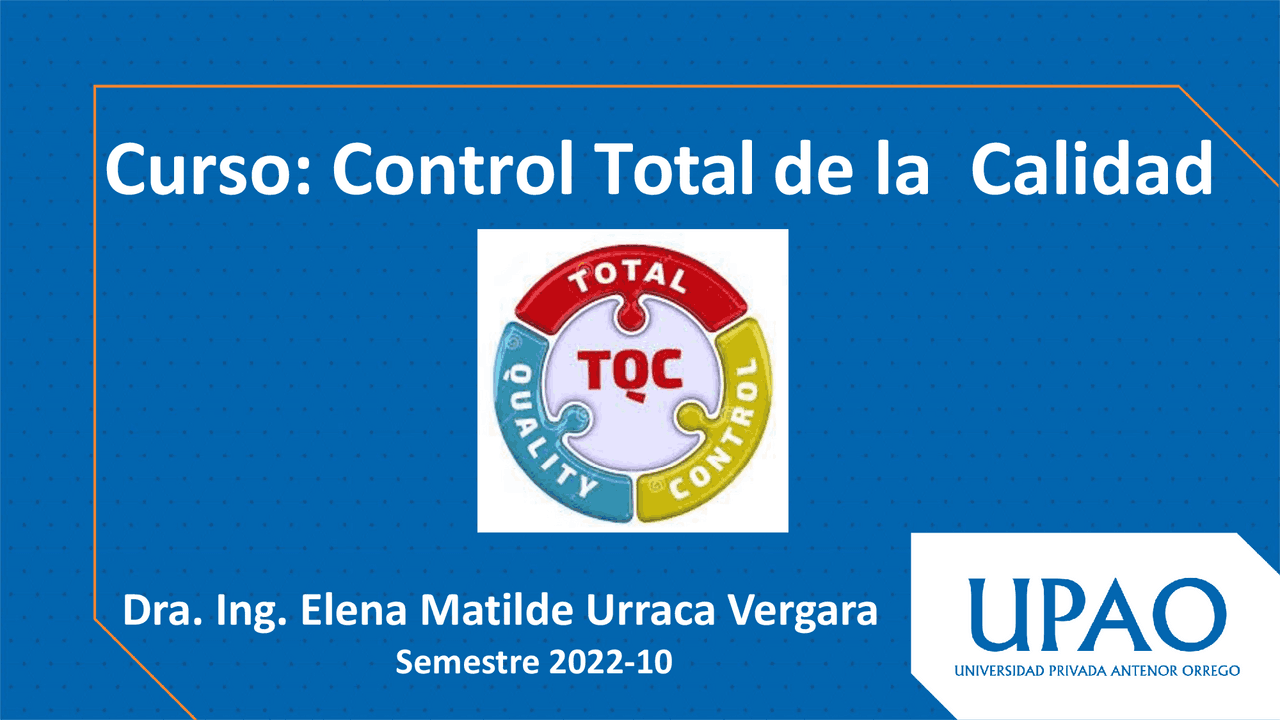 CONTROL DE CALIDAD SEMANA 1 | Diapositivas de Gestión de Calidad - Docsity