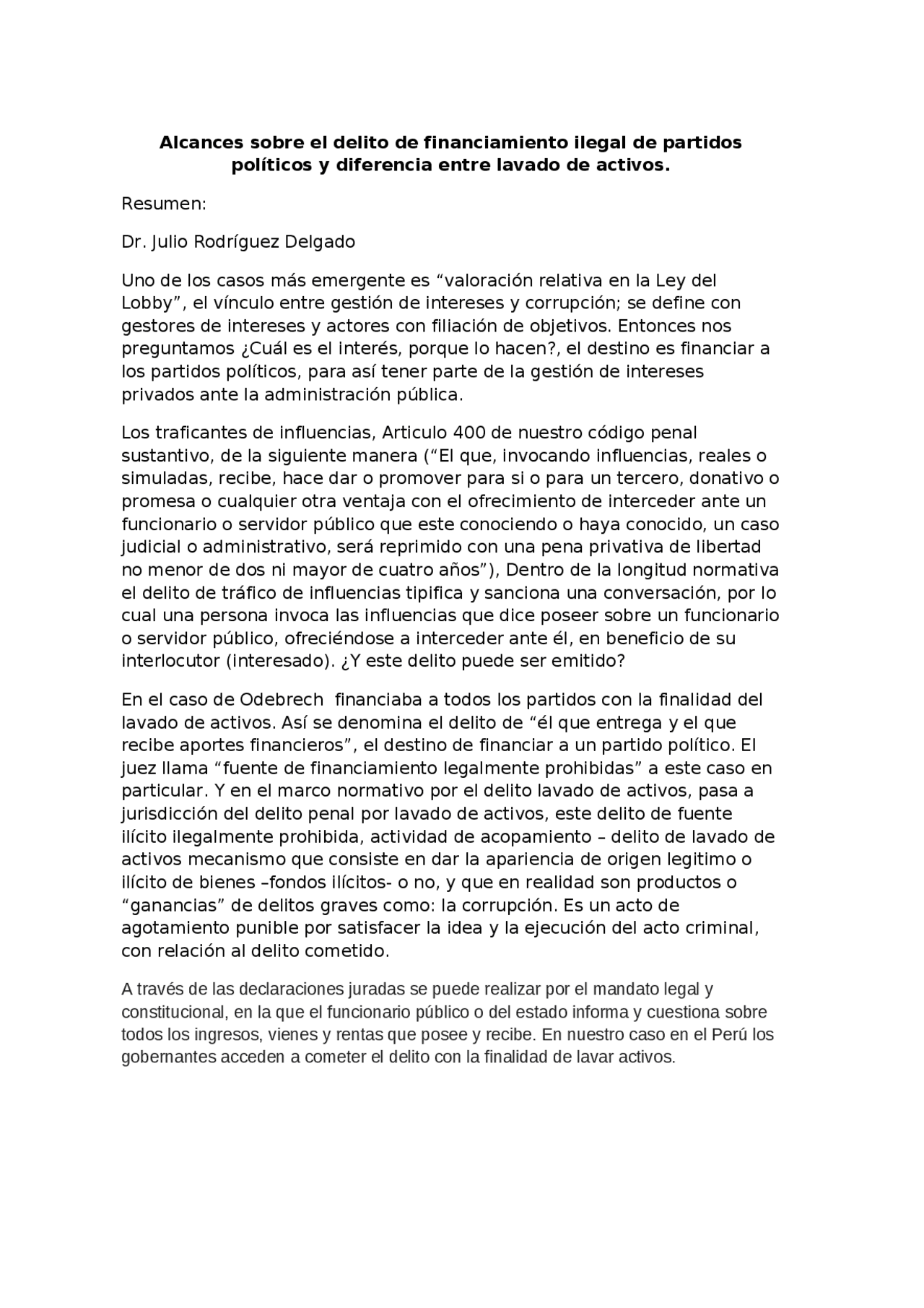 Resumen de ex poción de Doctor de Derecho - Docsity