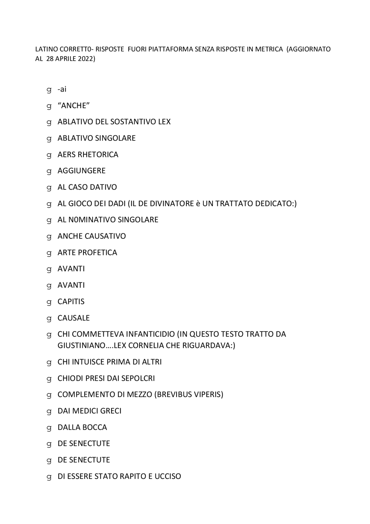 Risposte Fuori Piattaforma Docsity