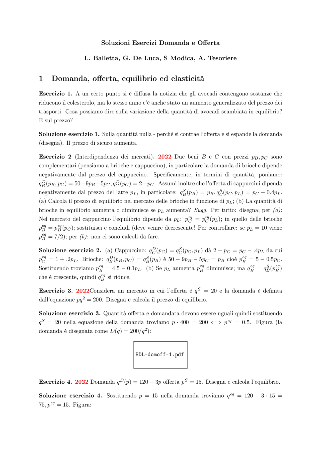 Esercizi Di Microeconomia Docsity