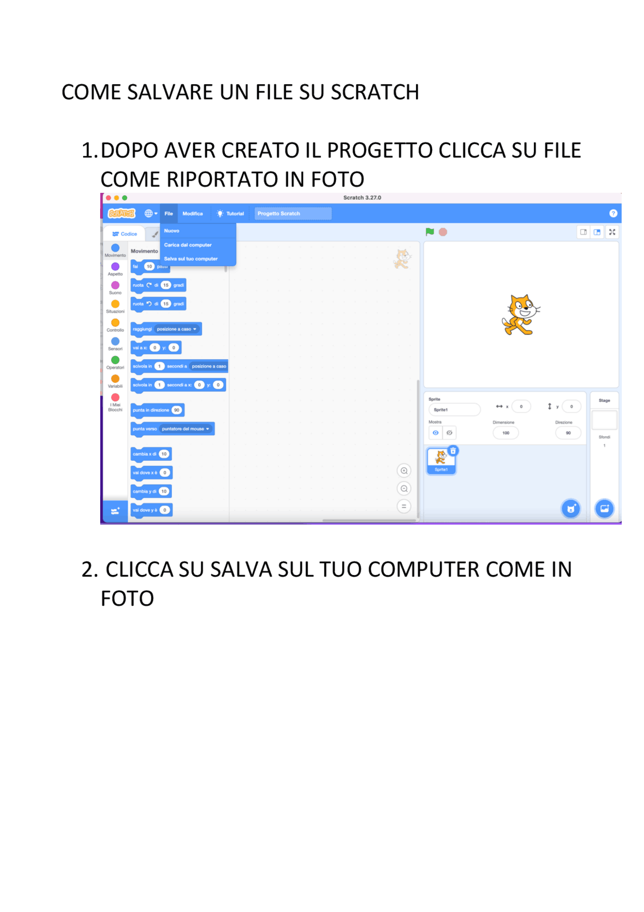 Come salvare un file su scratch - Docsity
