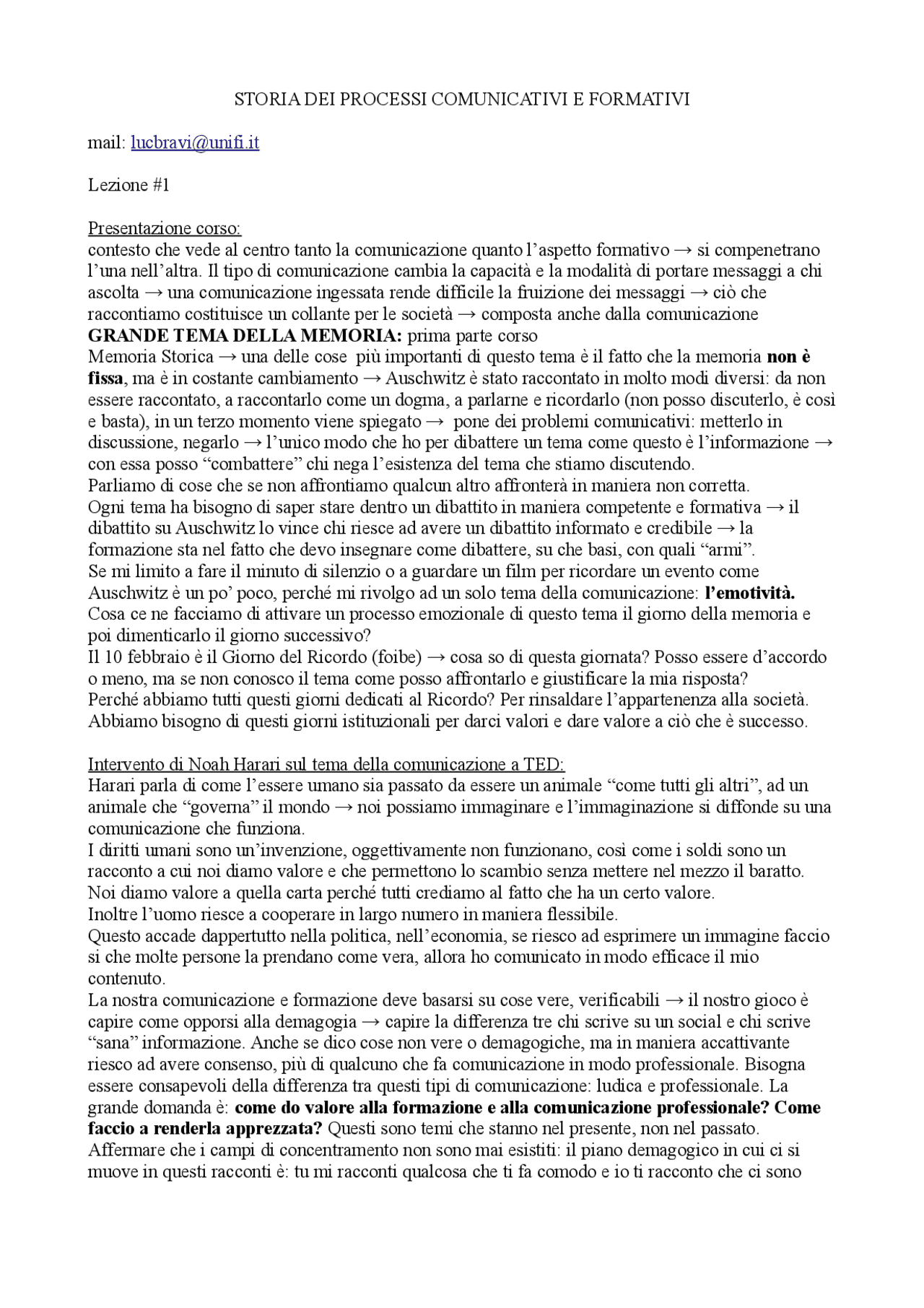 Appunti Corso Storia Dei Processi Comunicativi E Formativi Scienze