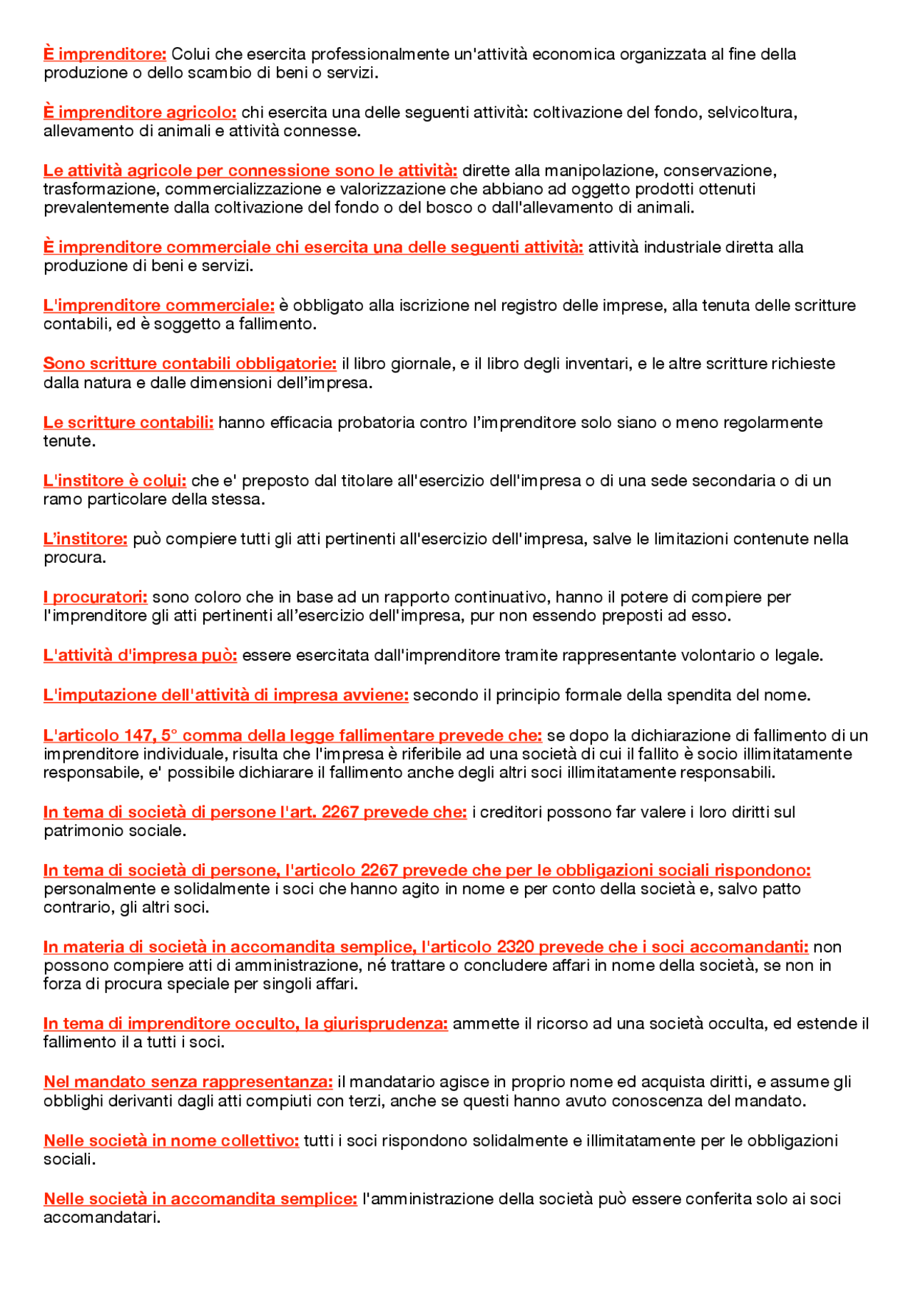 Prova Desame Di Diritto Commerciale Docsity