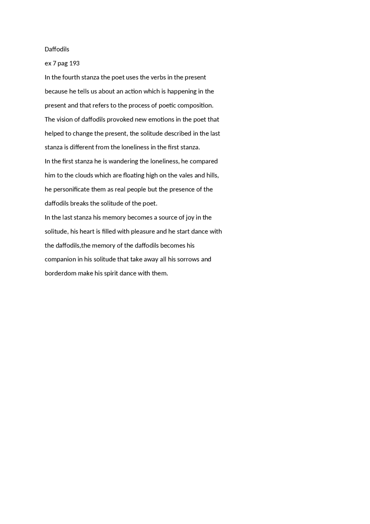 Performance Herritage Blu Ex 7 Pag 193 Daffodils Analysis Docsity