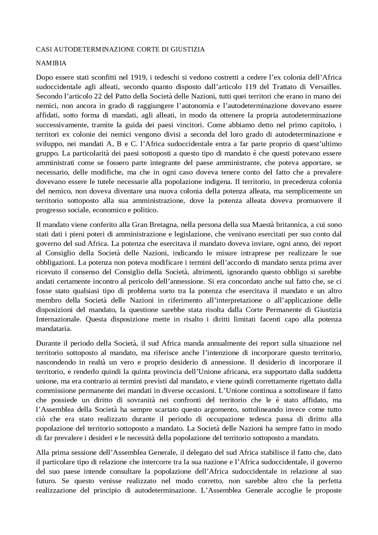 Riassunto Casi Corte Internazionale Di Giustizia Lecture Notes