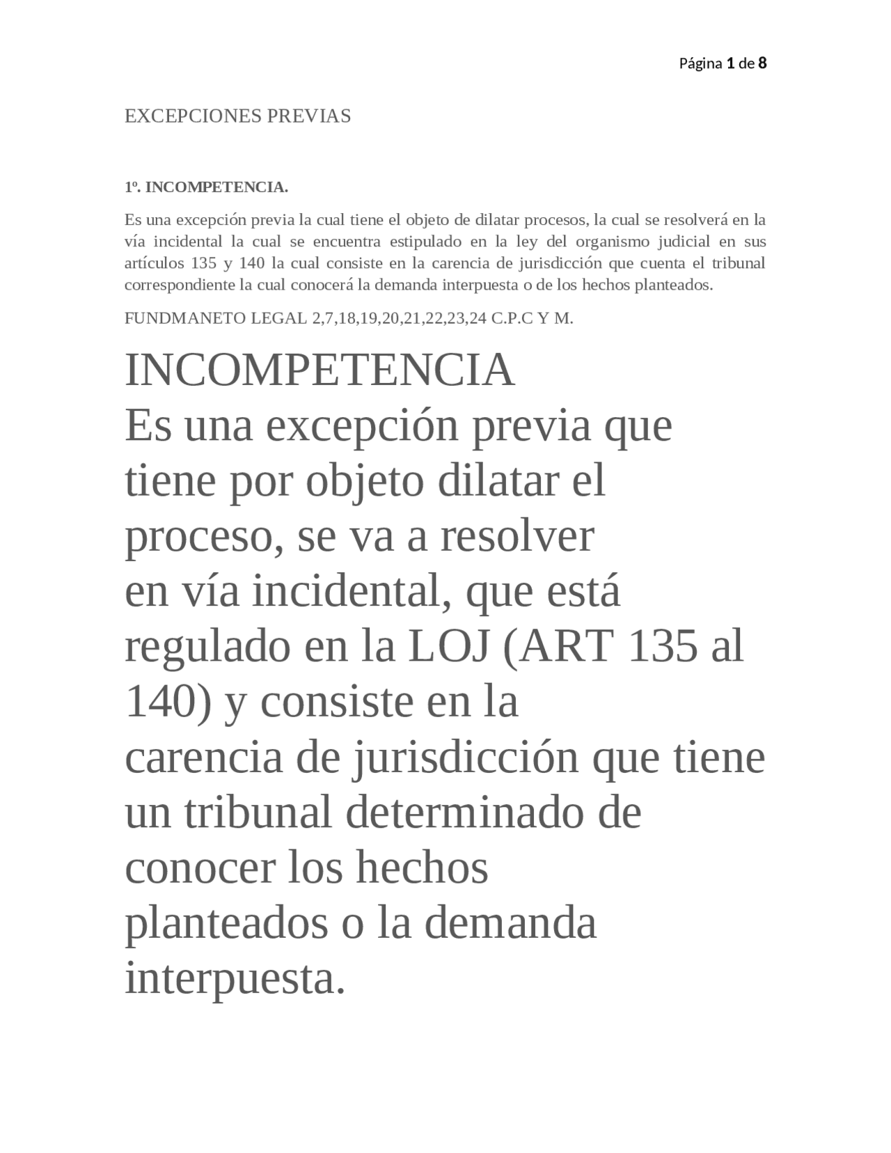 Excepciones previas e fundamentos legales e ejemplos | Apuntes de ...