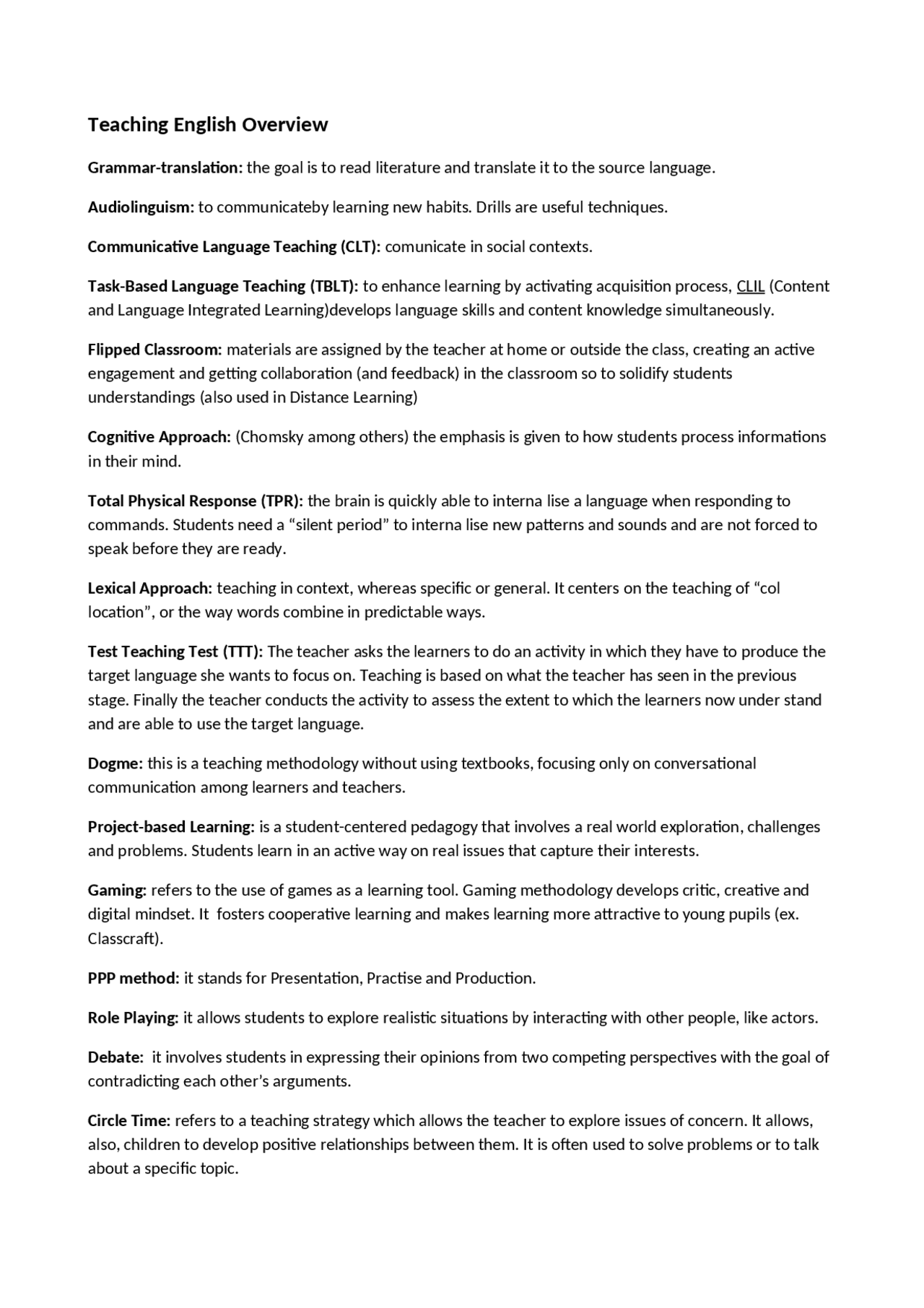 Teaching English Overview Docsity