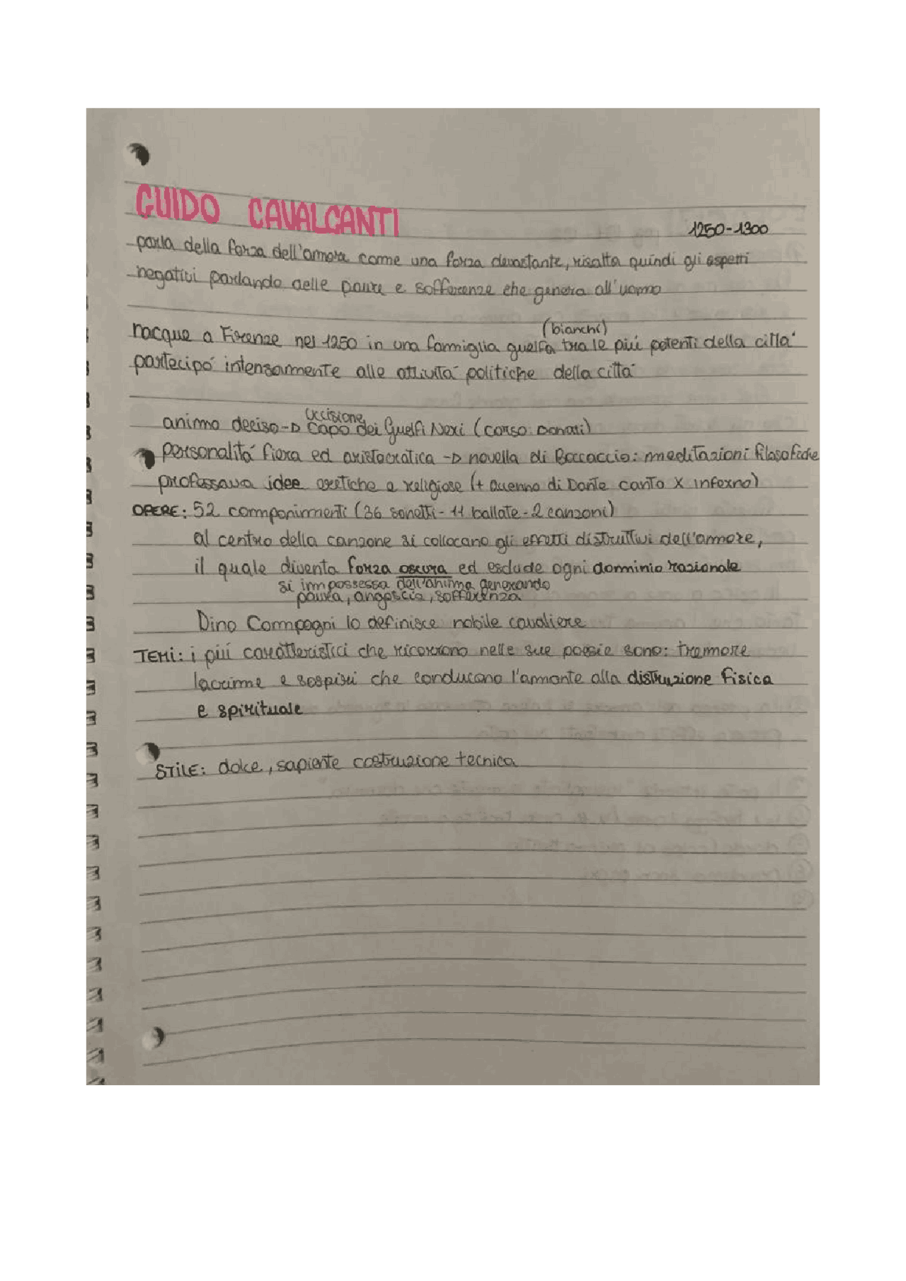 Guido Cavalcanti Vita Docsity