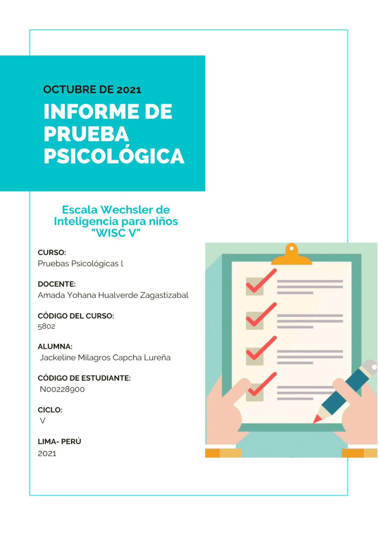Informe Wics V De Pruebas Psicológicas Docsity
