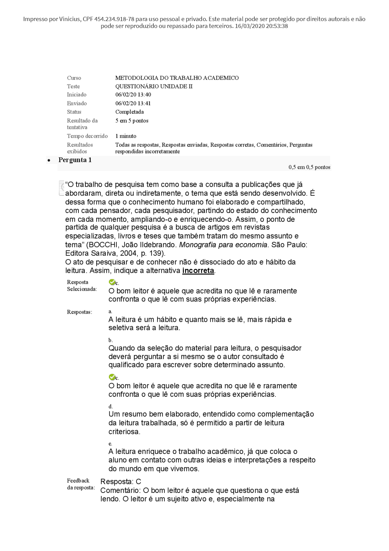 Metodologia Do Trabalho Academico Exercícios Metodologia Docsity
