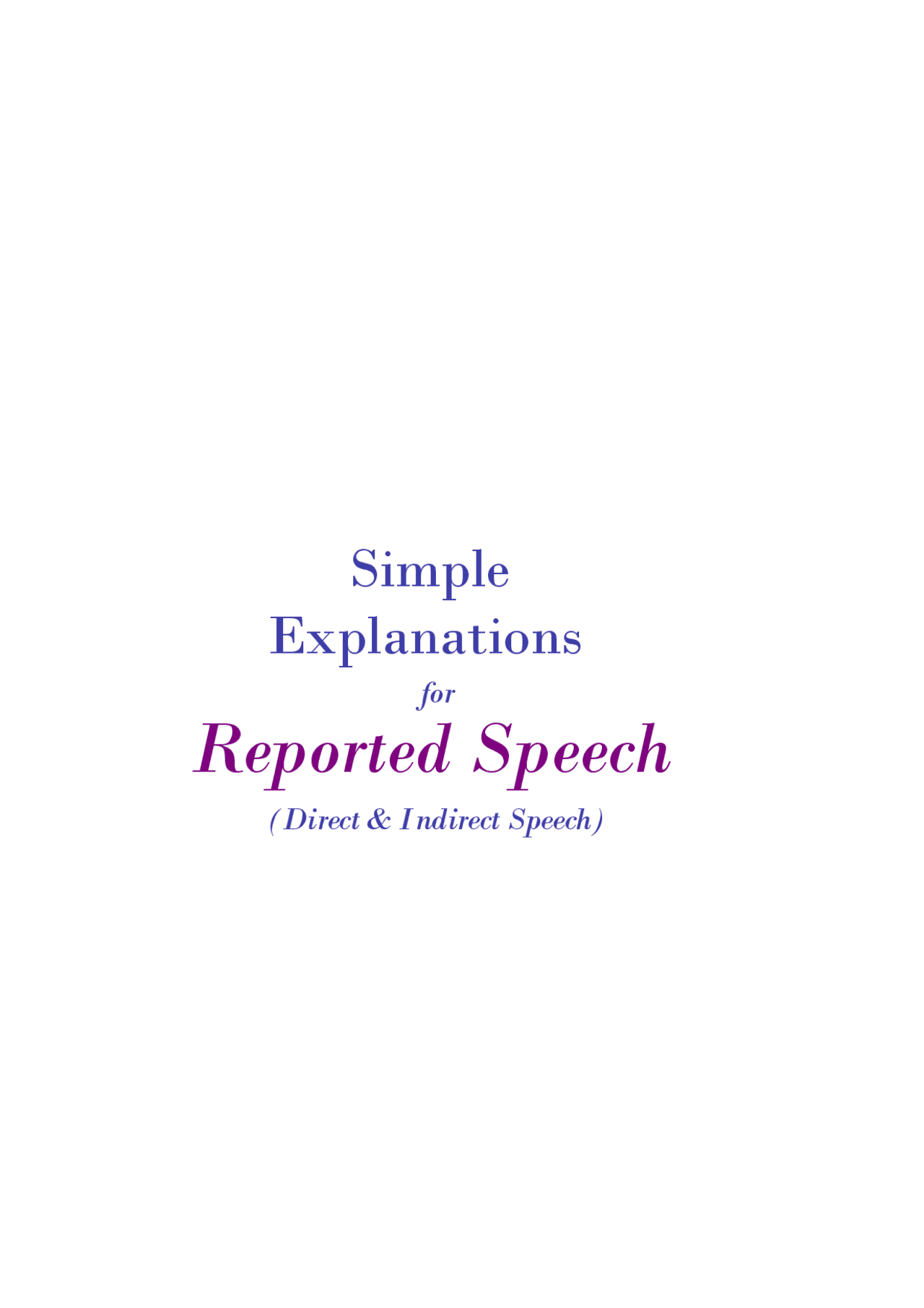 Simple Explanation for Reported Speech - Docsity