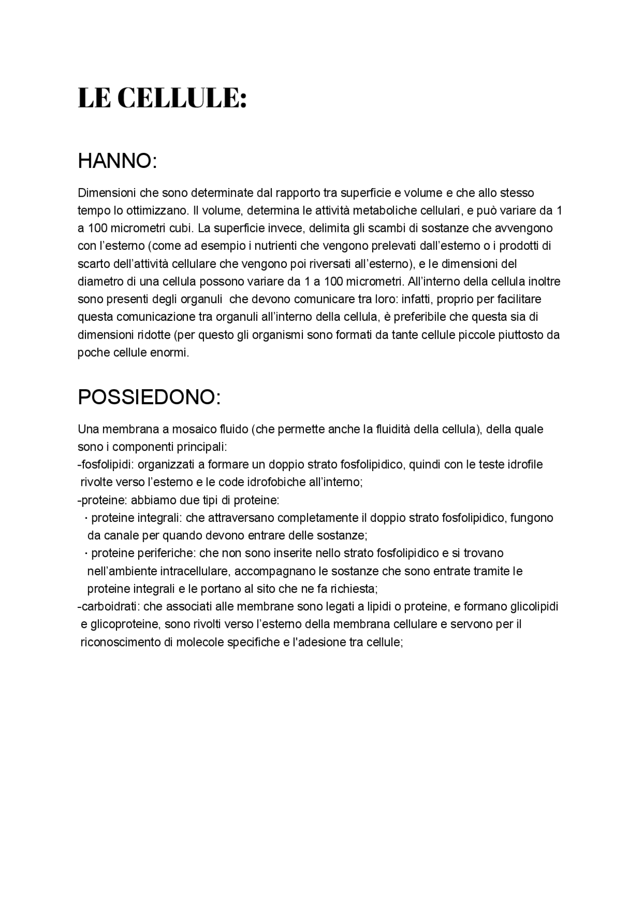 Appunti Sulle Cellule Docsity