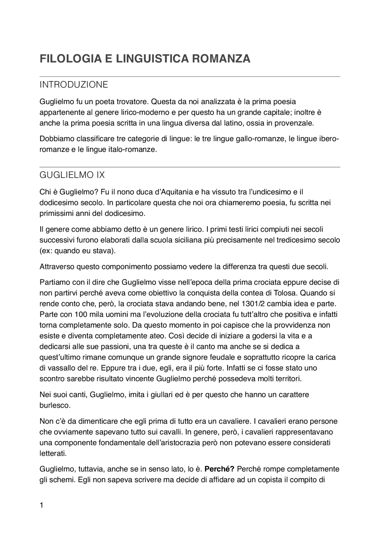 Guglielmo Ix E La Canzone I Due Cavalli” Docsity
