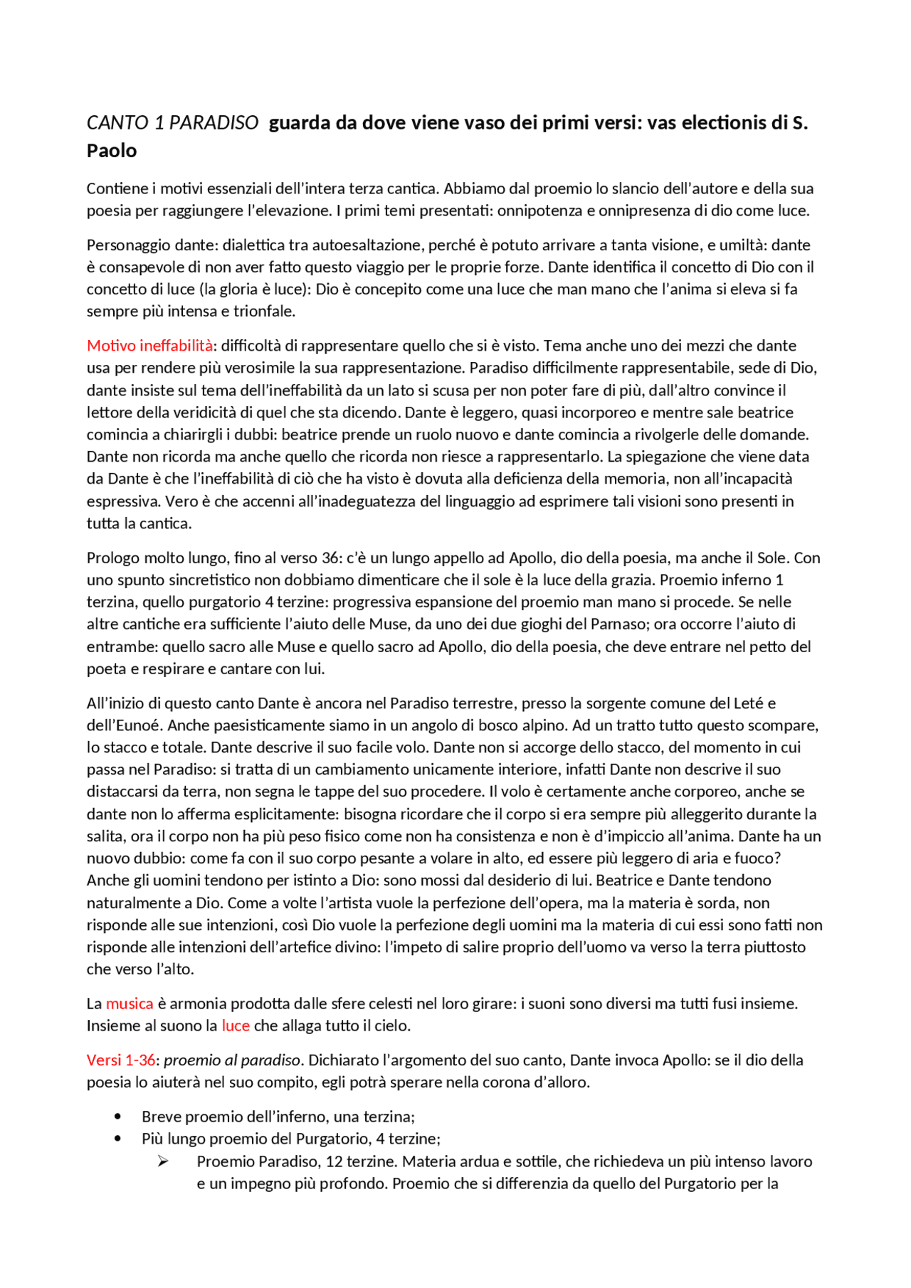 Il Paradiso dantesco - Docsity