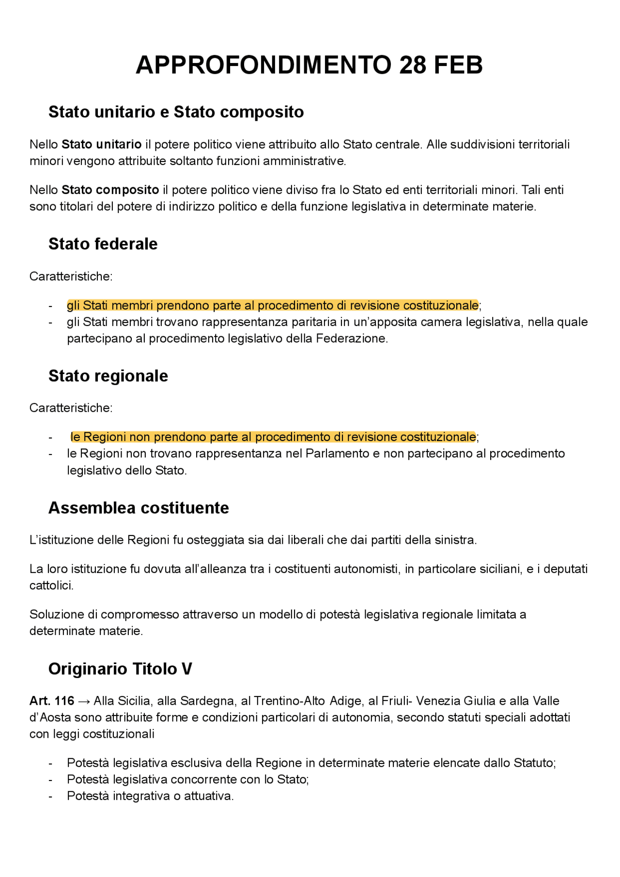 Approfondimento Sulle Autonomie Locali Dispense Di Diritto Docsity
