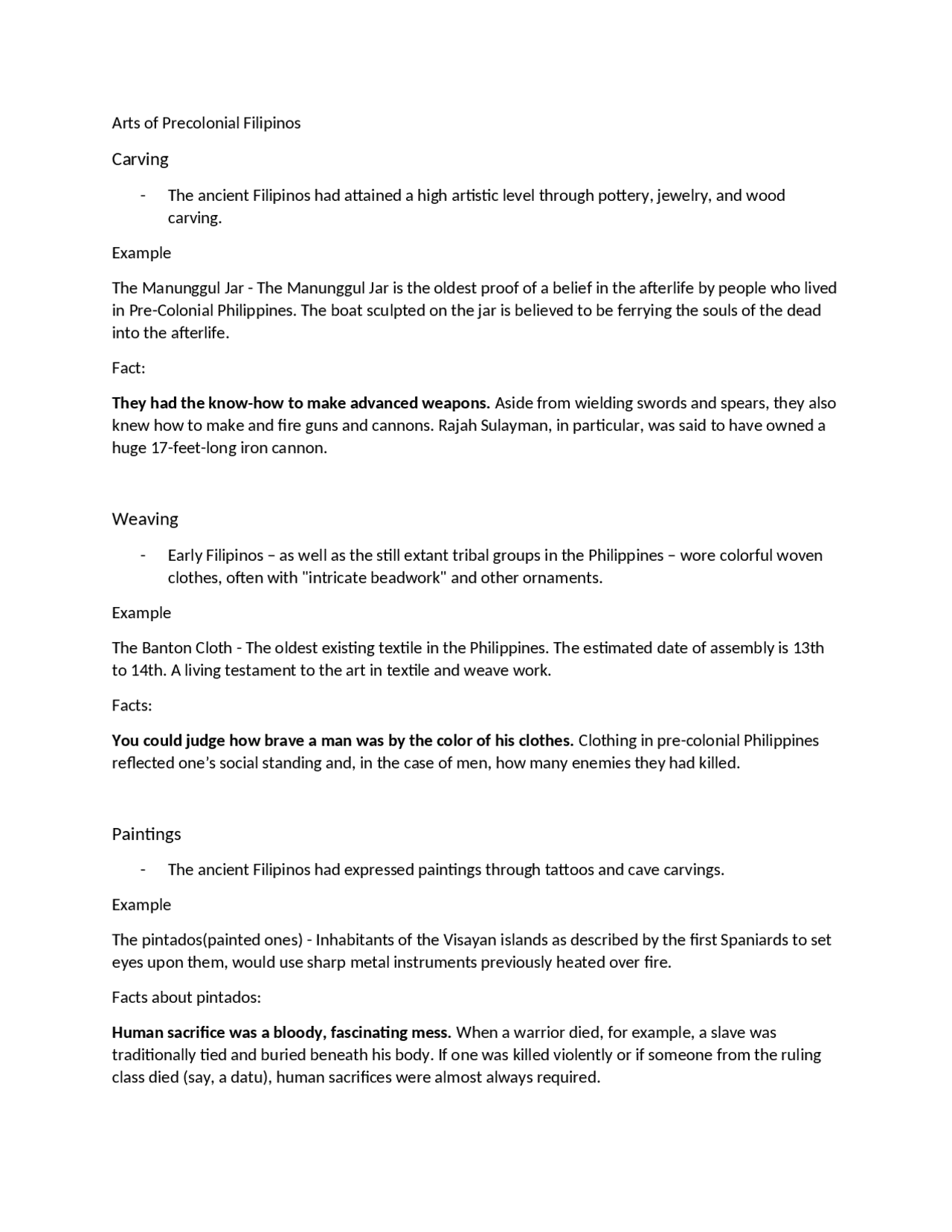 Arts and Culture of Pre-Colonial Filipinos | Summaries Mathematics for ...