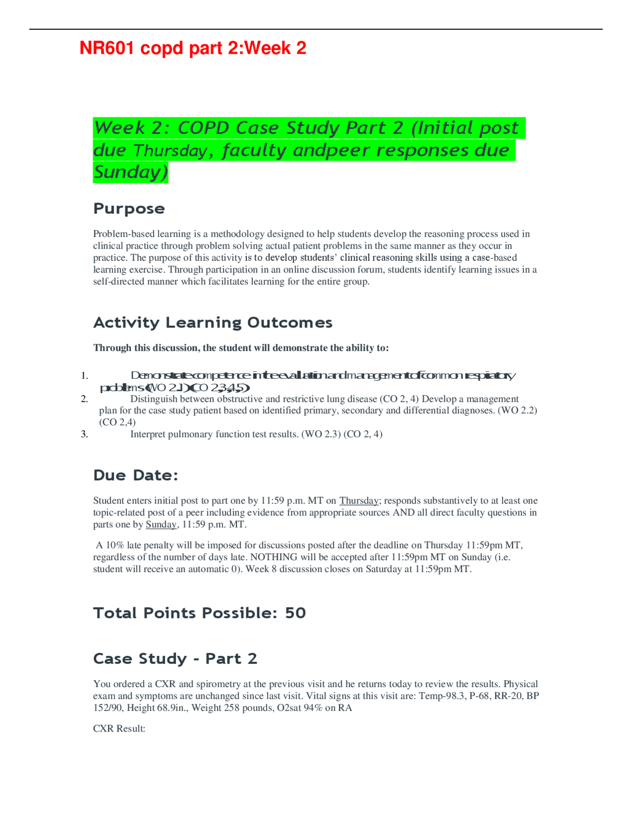 Week 2 NR 601 copd part 2 Study Guide | Study Guides, Projects ...