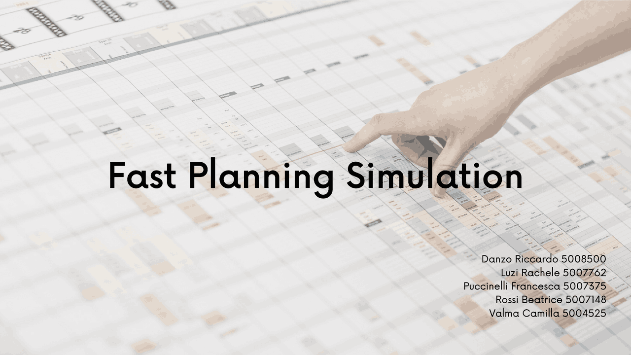 Fast planning simulation - second graded assignment - Docsity