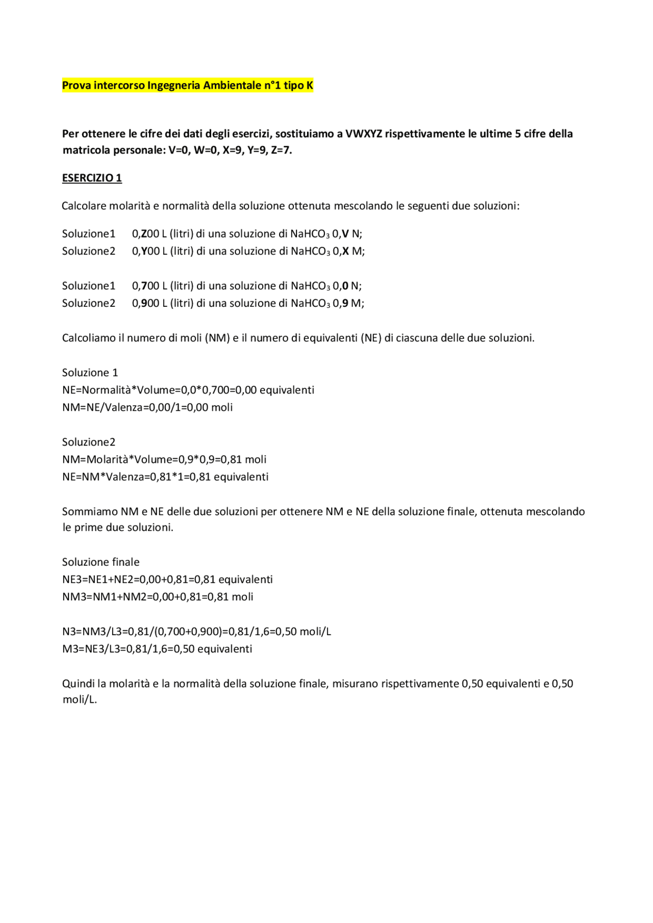 Elaborto 1 Ingegneria Ambientale Docsity