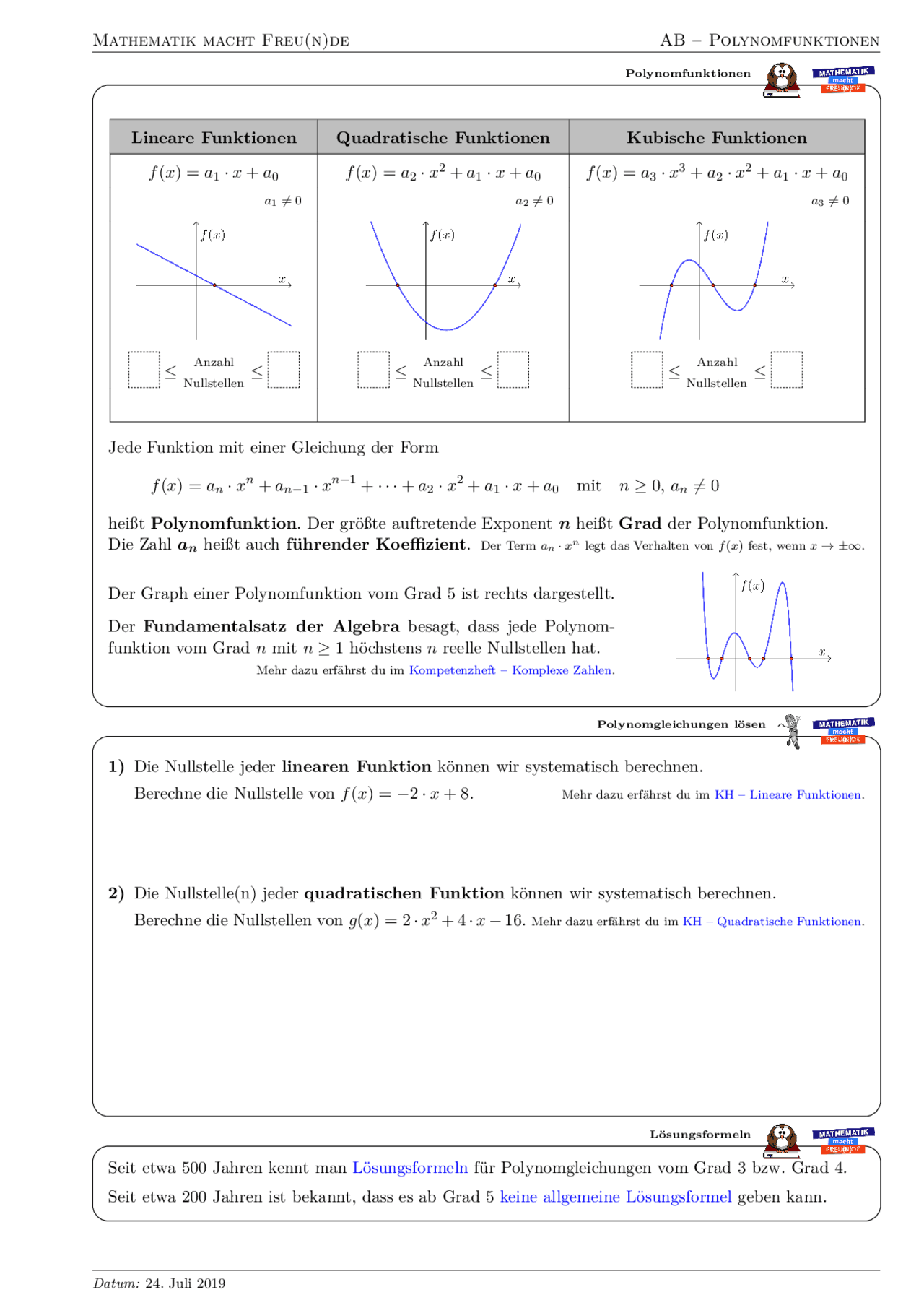 Polynomfunktionen Lineare Funktionen Quadratische ... - Docsity