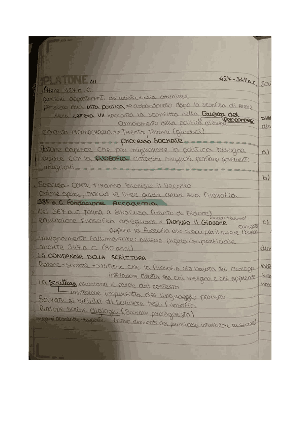Appunti Completi Su Tutta La Filosofia Di Platone Docsity
