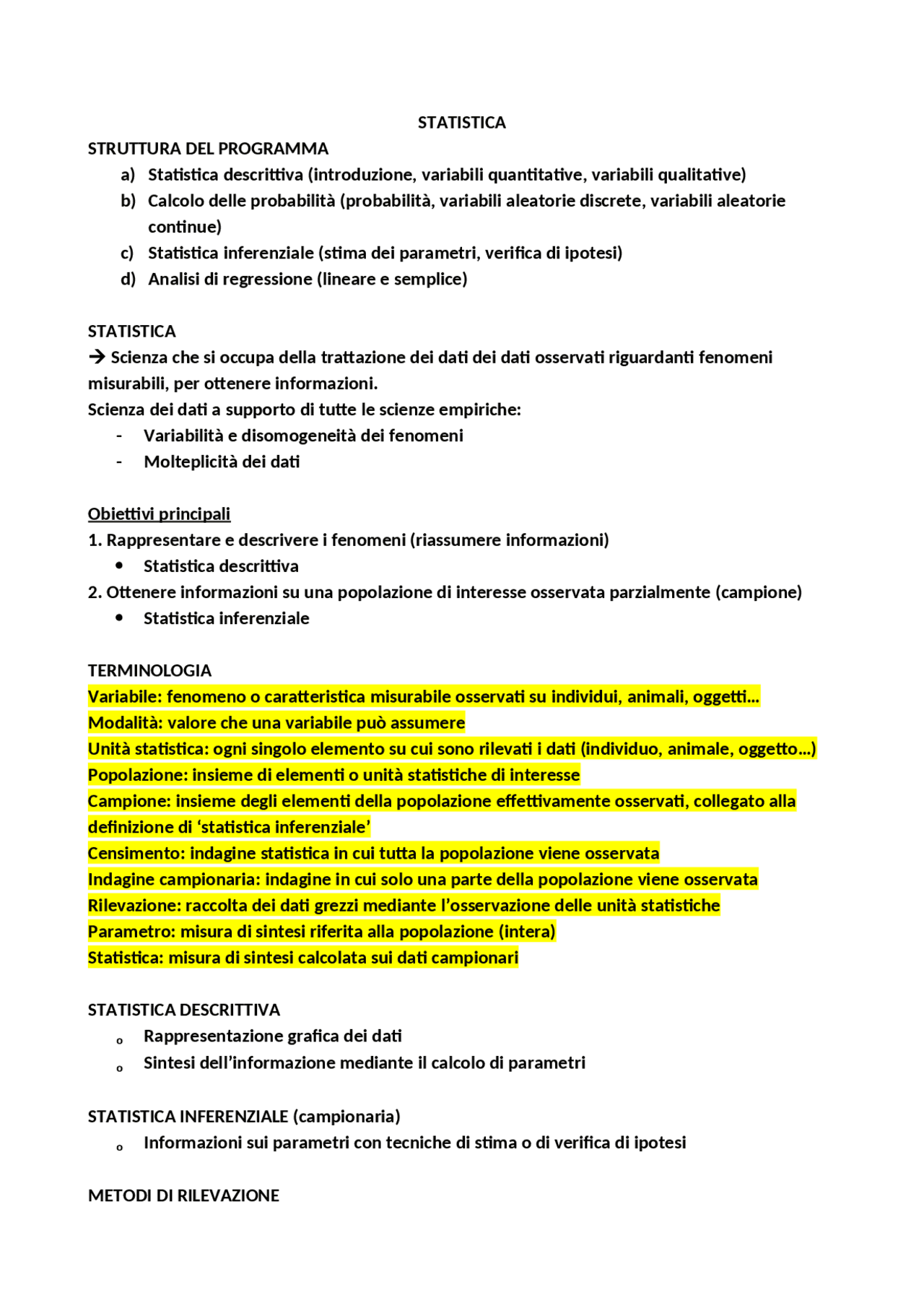 Appunti Di Statistica Docsity