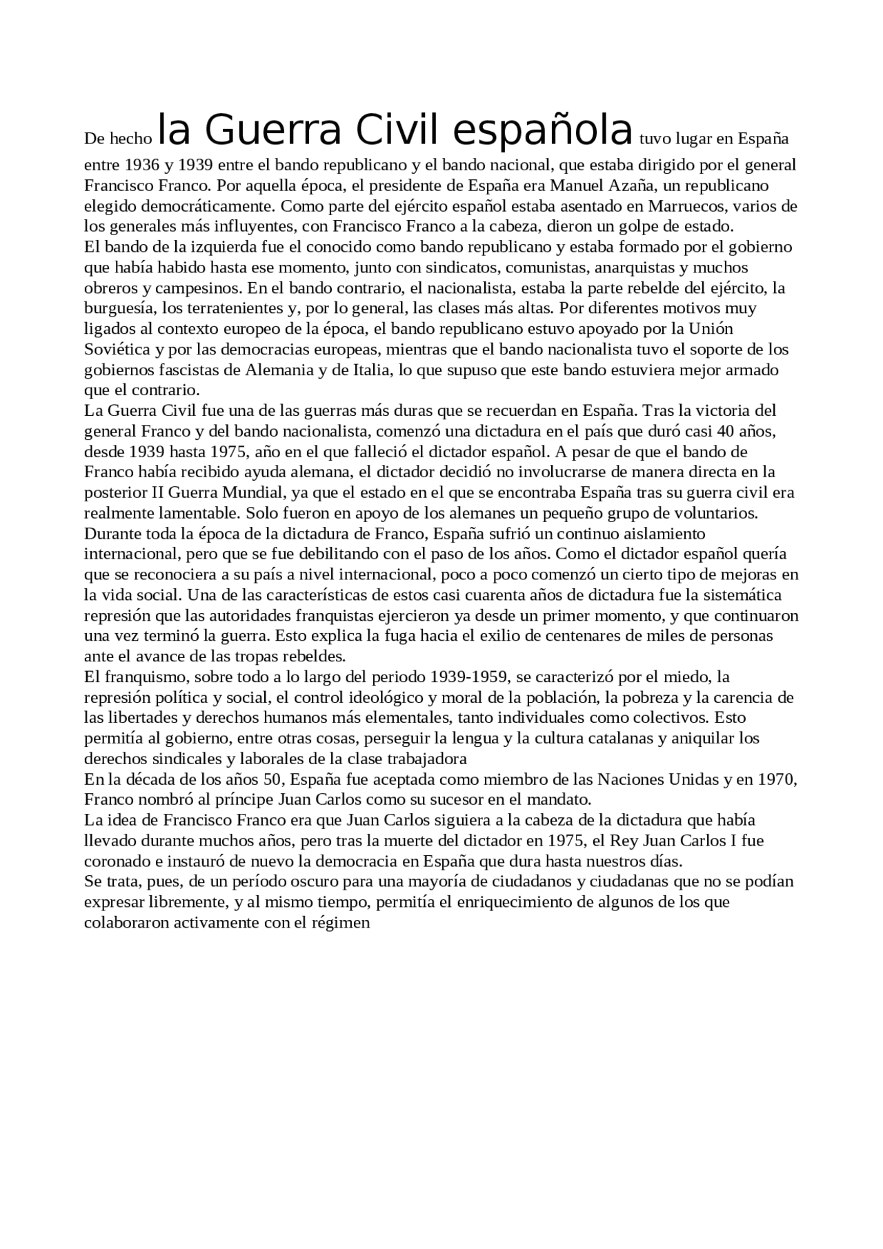 La guerra civil espanola - Docsity