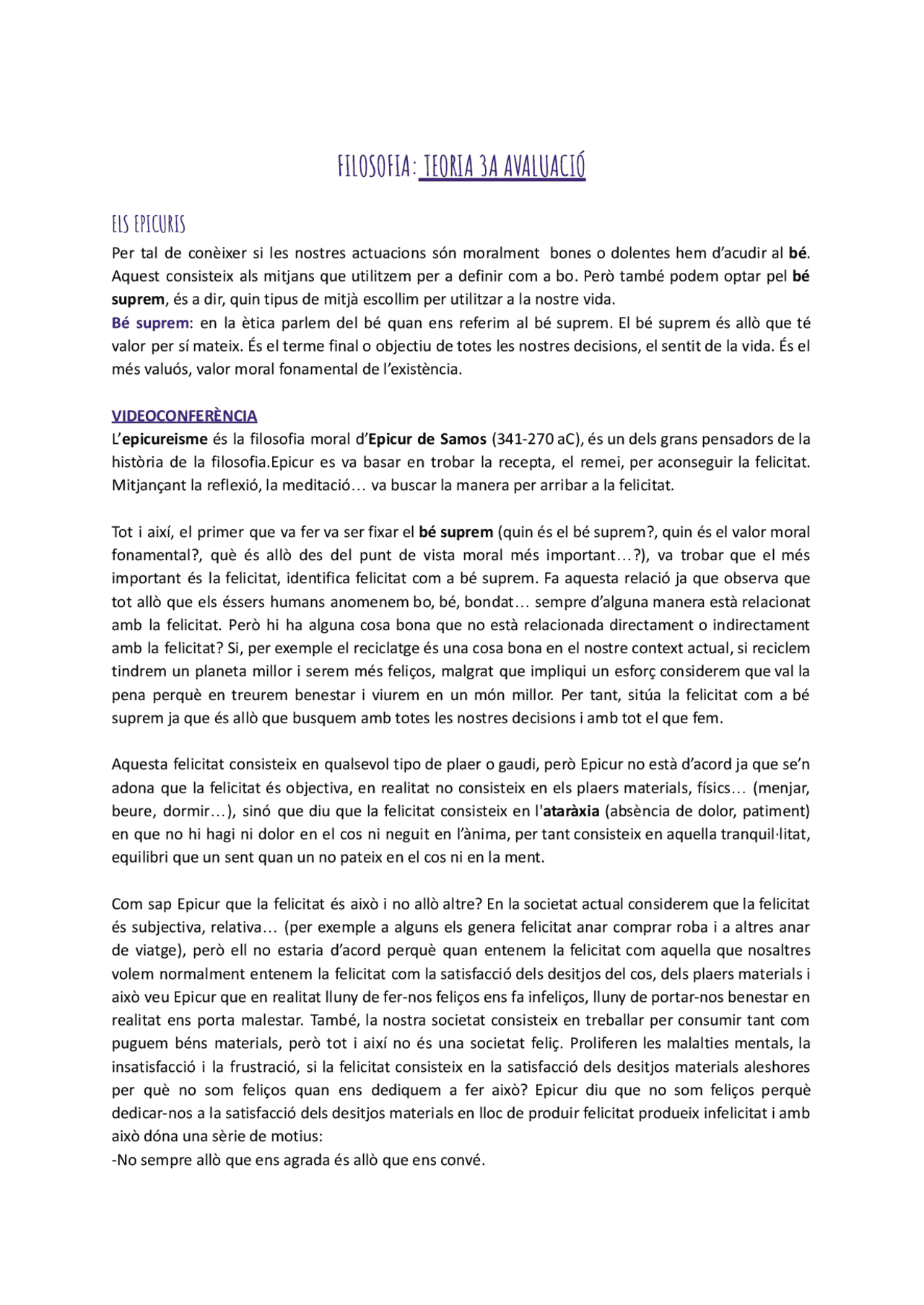 ELS EPICURIS FILOSOFIA - Docsity