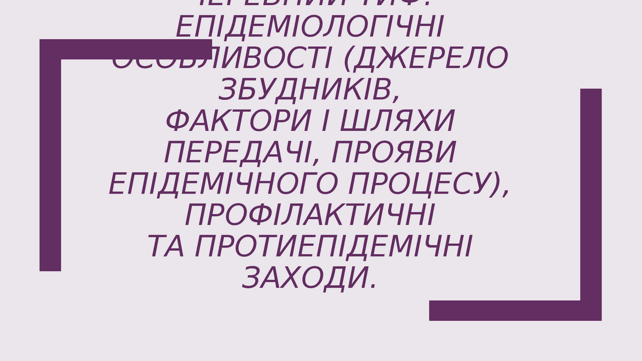 Презентація про черевний тиф Презентации Инфекционные болезни Docsity