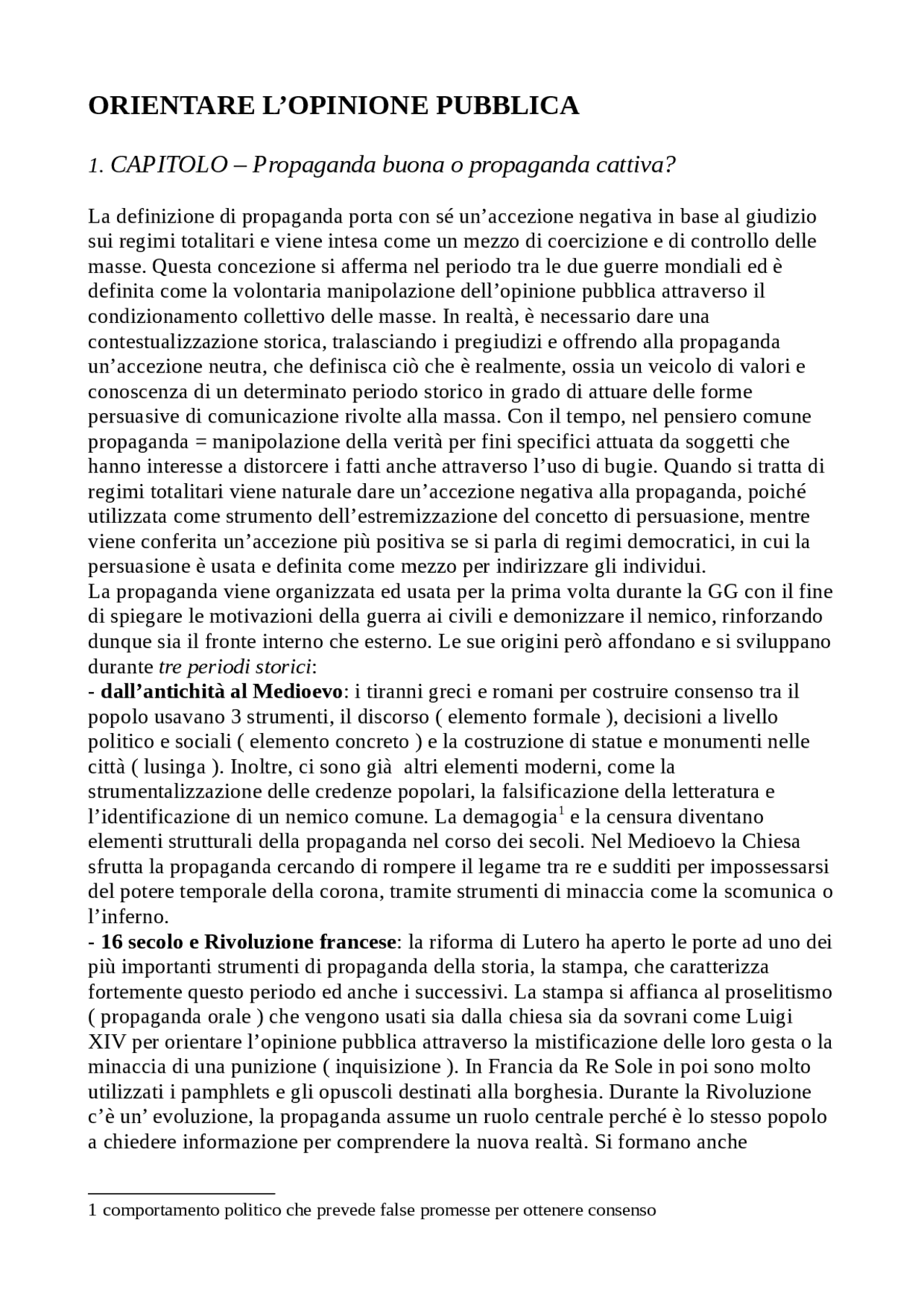 Riassunto Orientare Lopinione Pubblica Di Simona Salustri Docsity