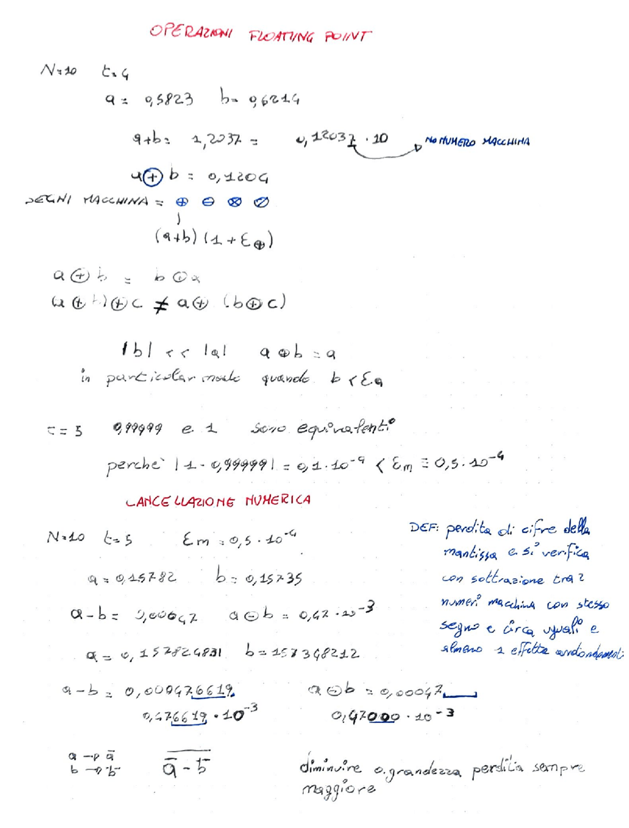 calcolo numerico : floating point_ operazioni_ cancellazione numerica ...
