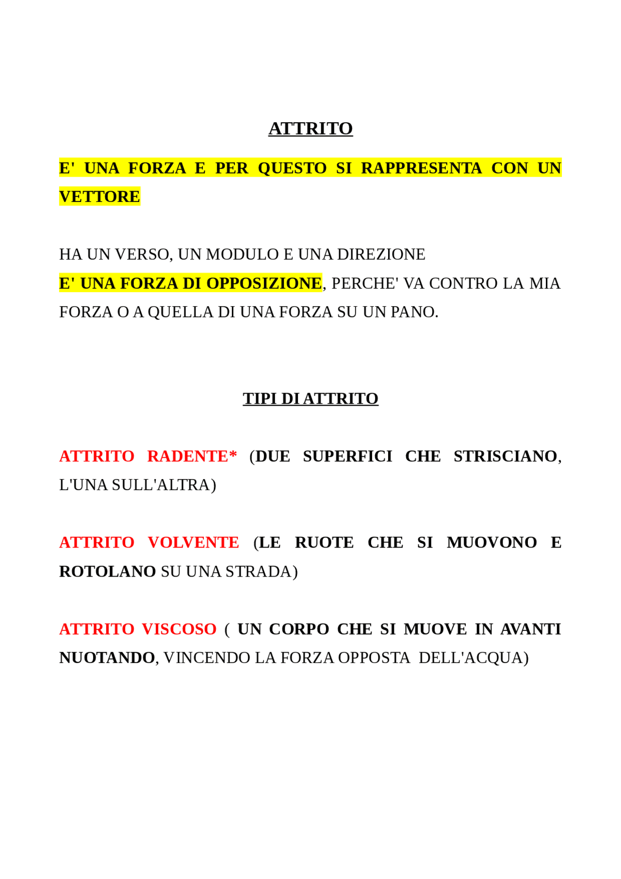 Attrito e concetti base - Docsity