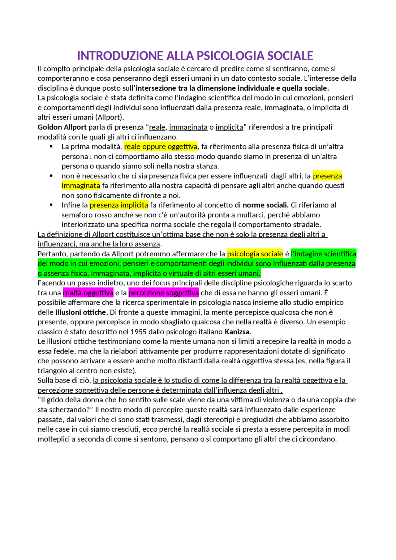 Introduzione alla Psicologia sociale - Docsity