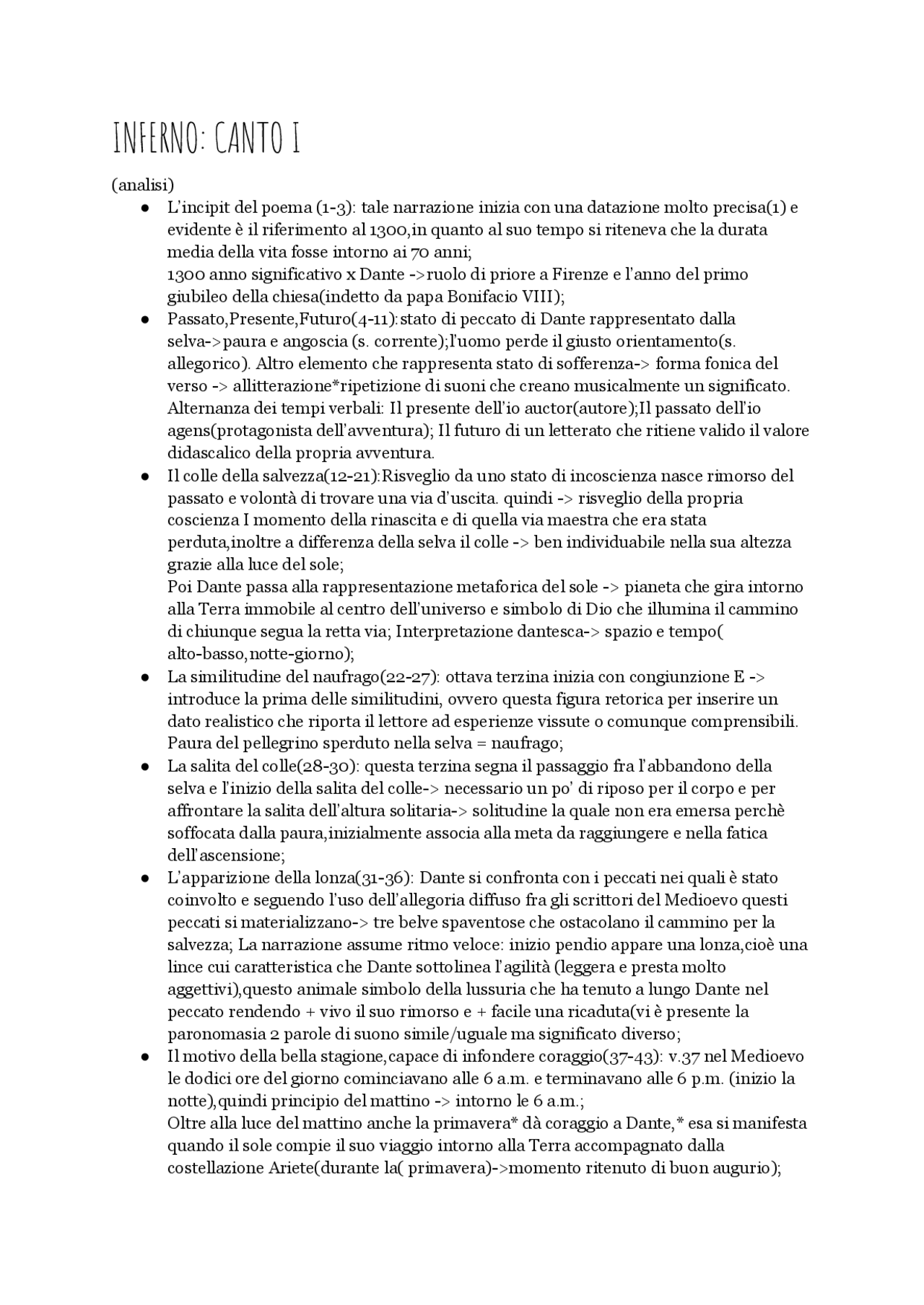 Appunti dell’inferno canto II - Docsity