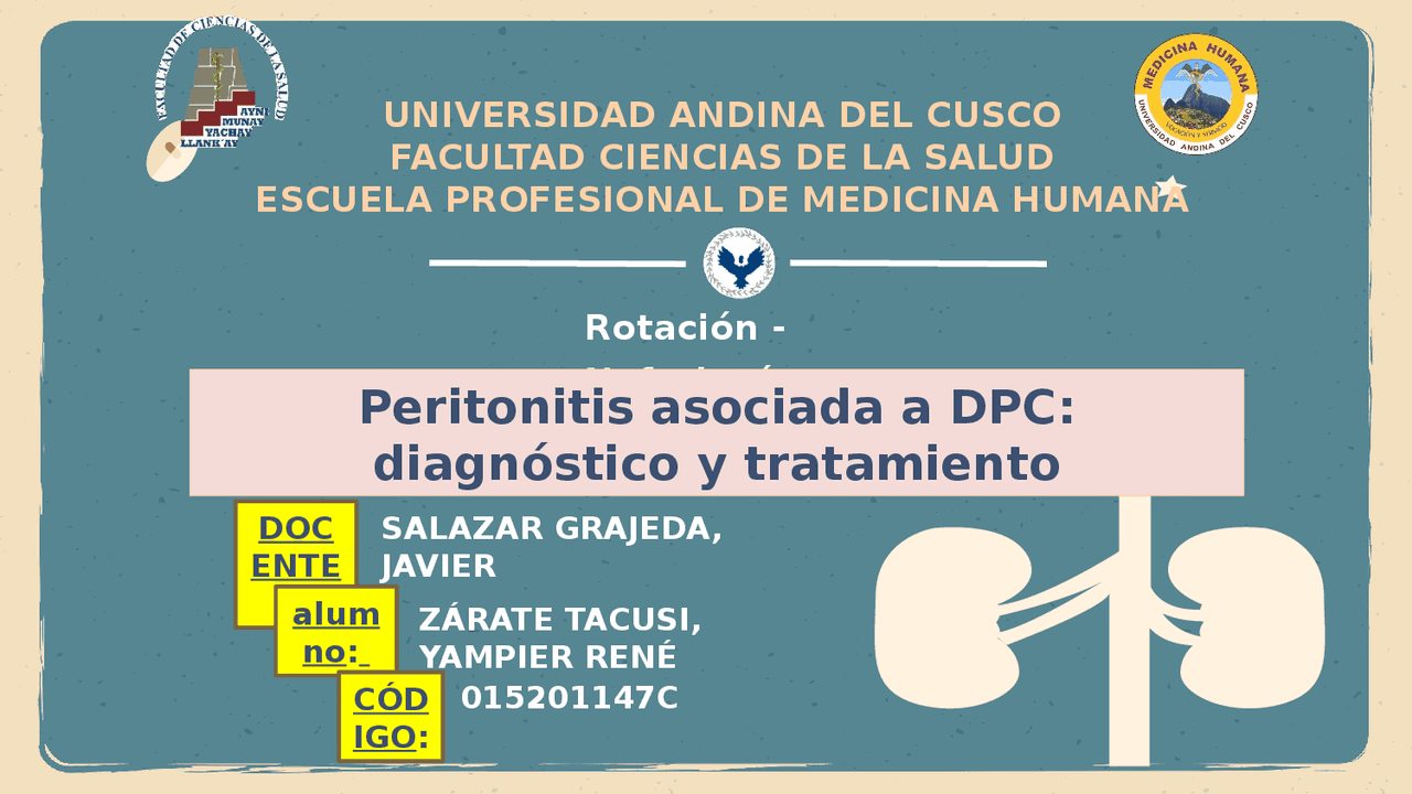 Peritonitis asociada a DPC: Diagnóstico y tratamiento en Nefrología | Diapositivas de Medicina ...