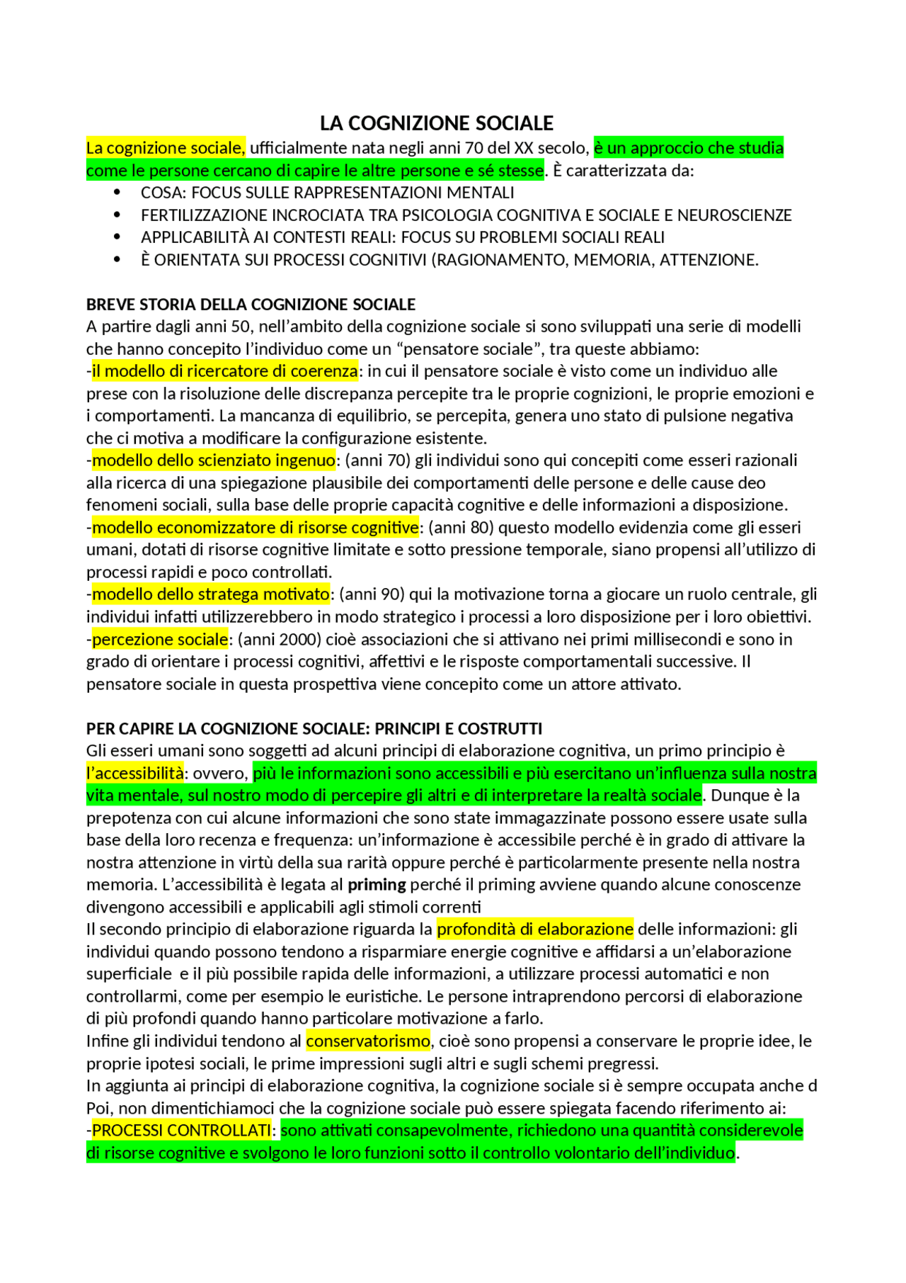 La Cognizione Sociale Docsity