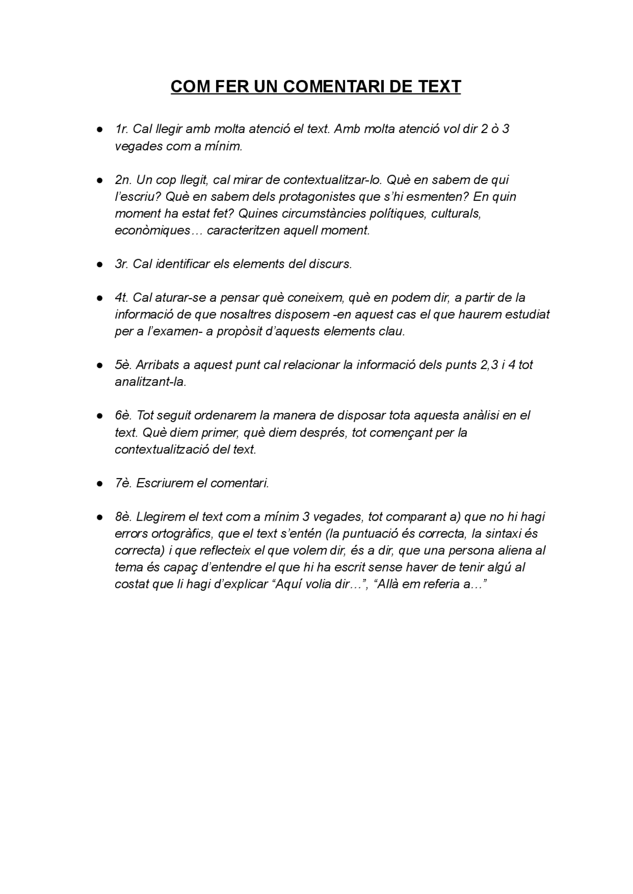 Com fer un comentari de text - Docsity