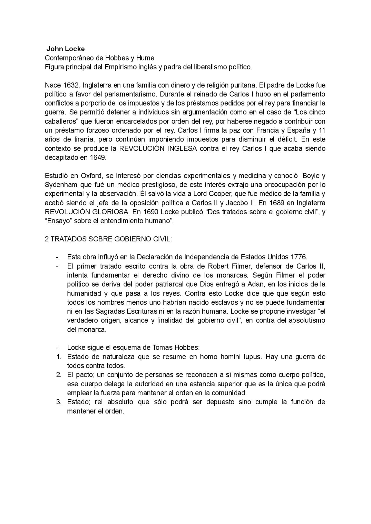 Apuntes Completos Sobre John Locke Docsity