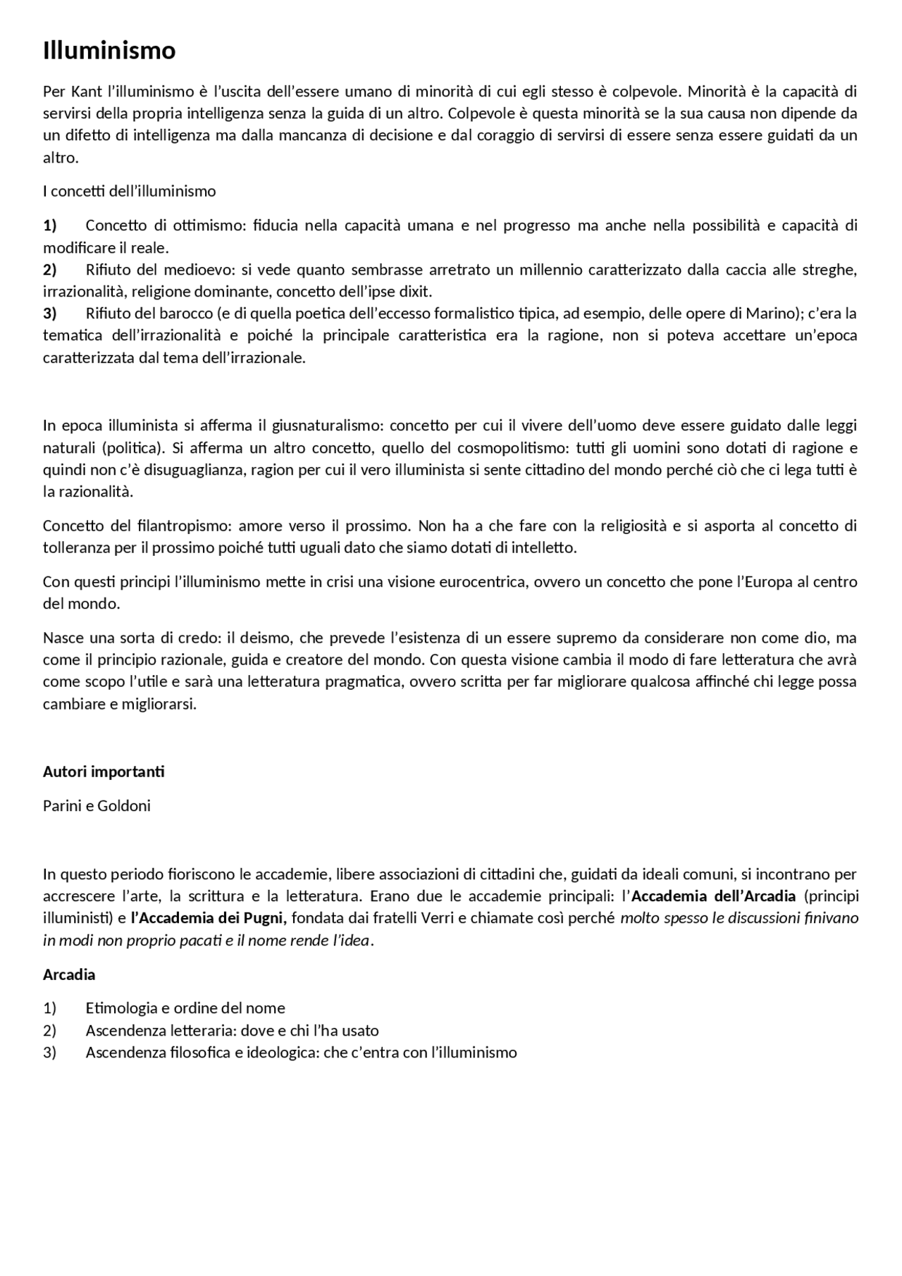 Appunti Illuminismo Italiano Docsity