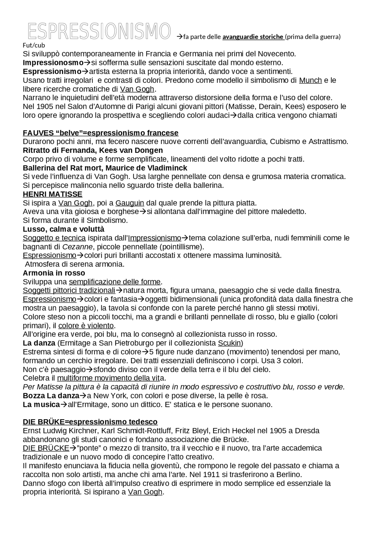 Appunti Espressionismo Docsity