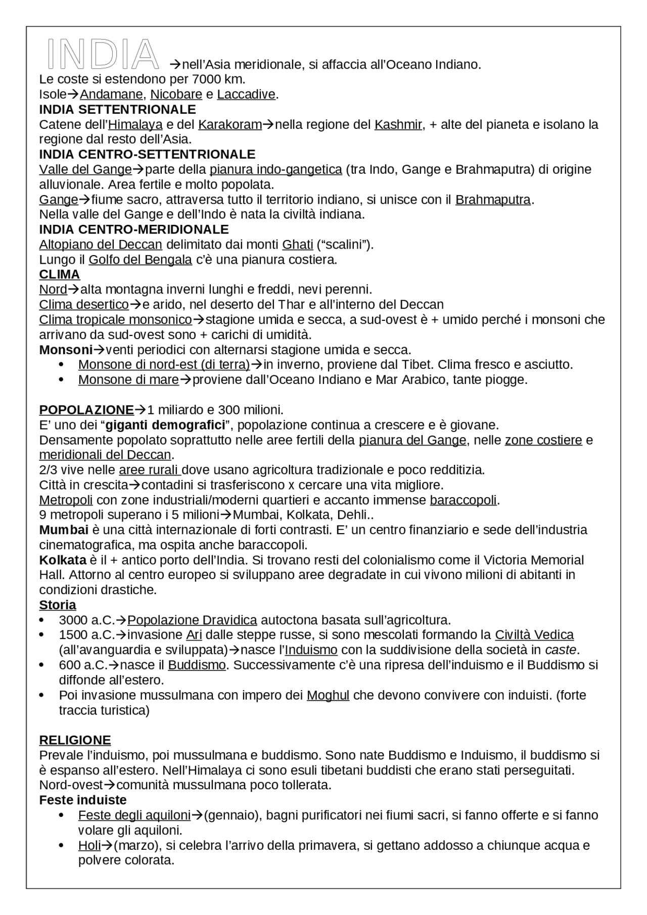 Riassunto E Appunti India Docsity
