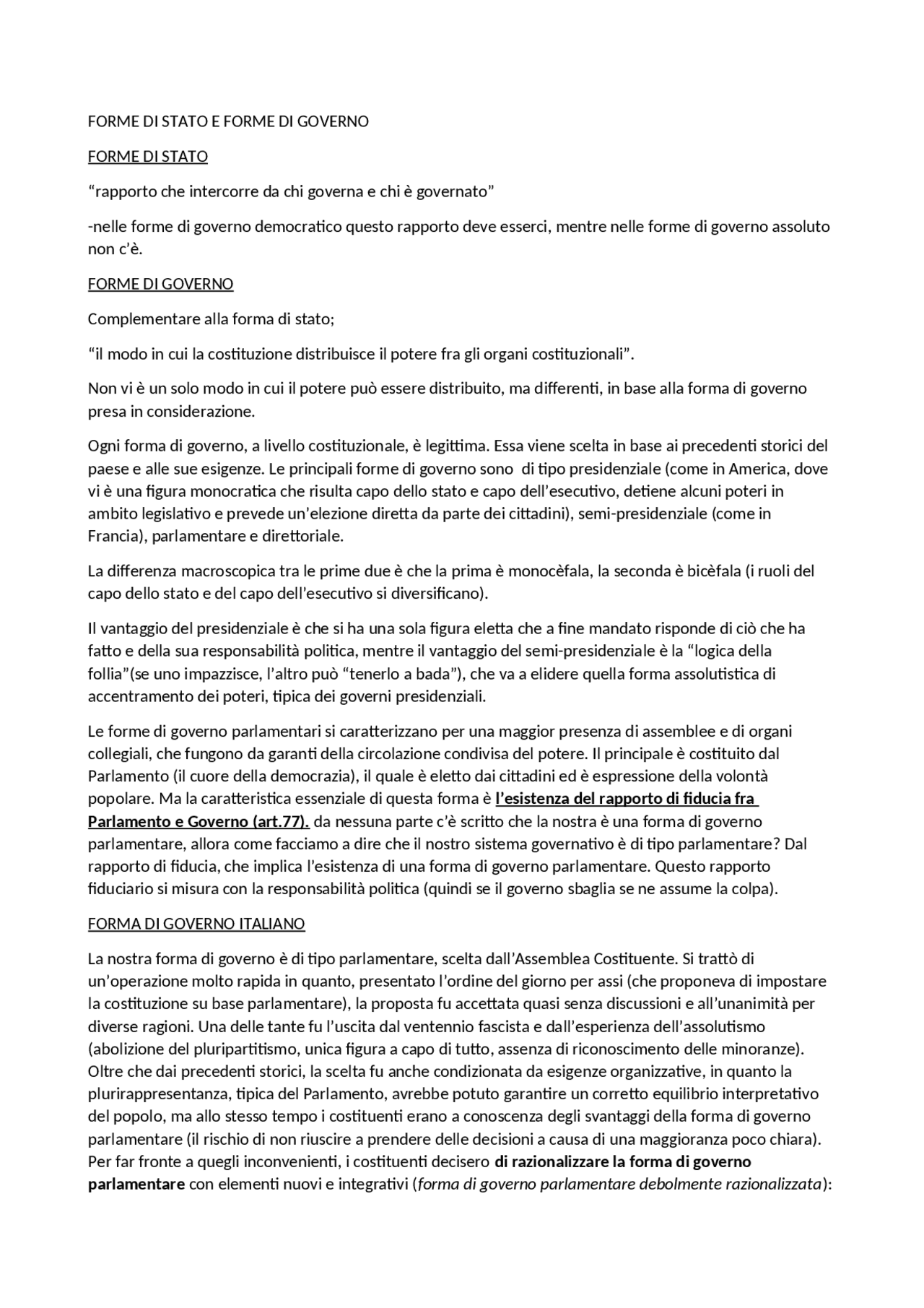 Le Forme Di Stato E Di Governo Docsity