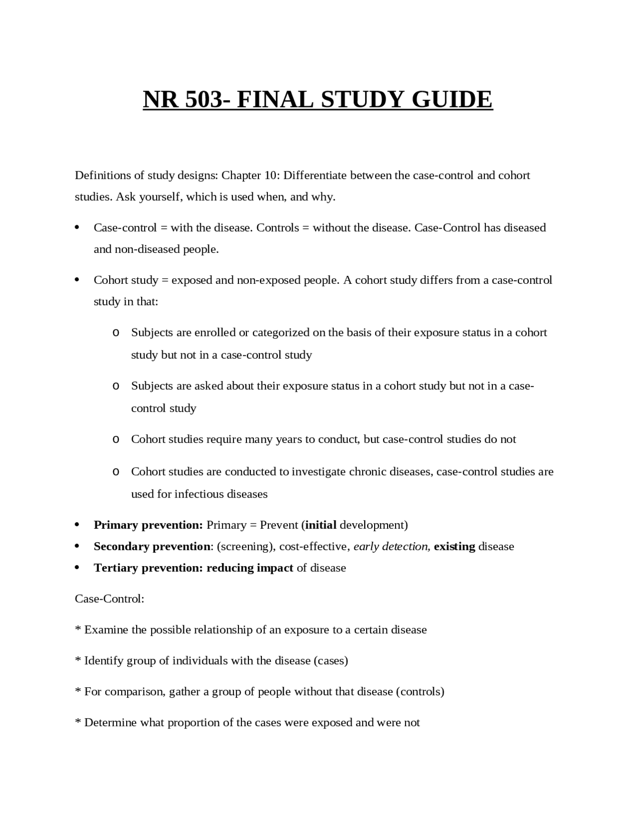 NR 503- FINAL STUDY GUIDE/NR 503- FINAL STUDY GUIDE. - Docsity