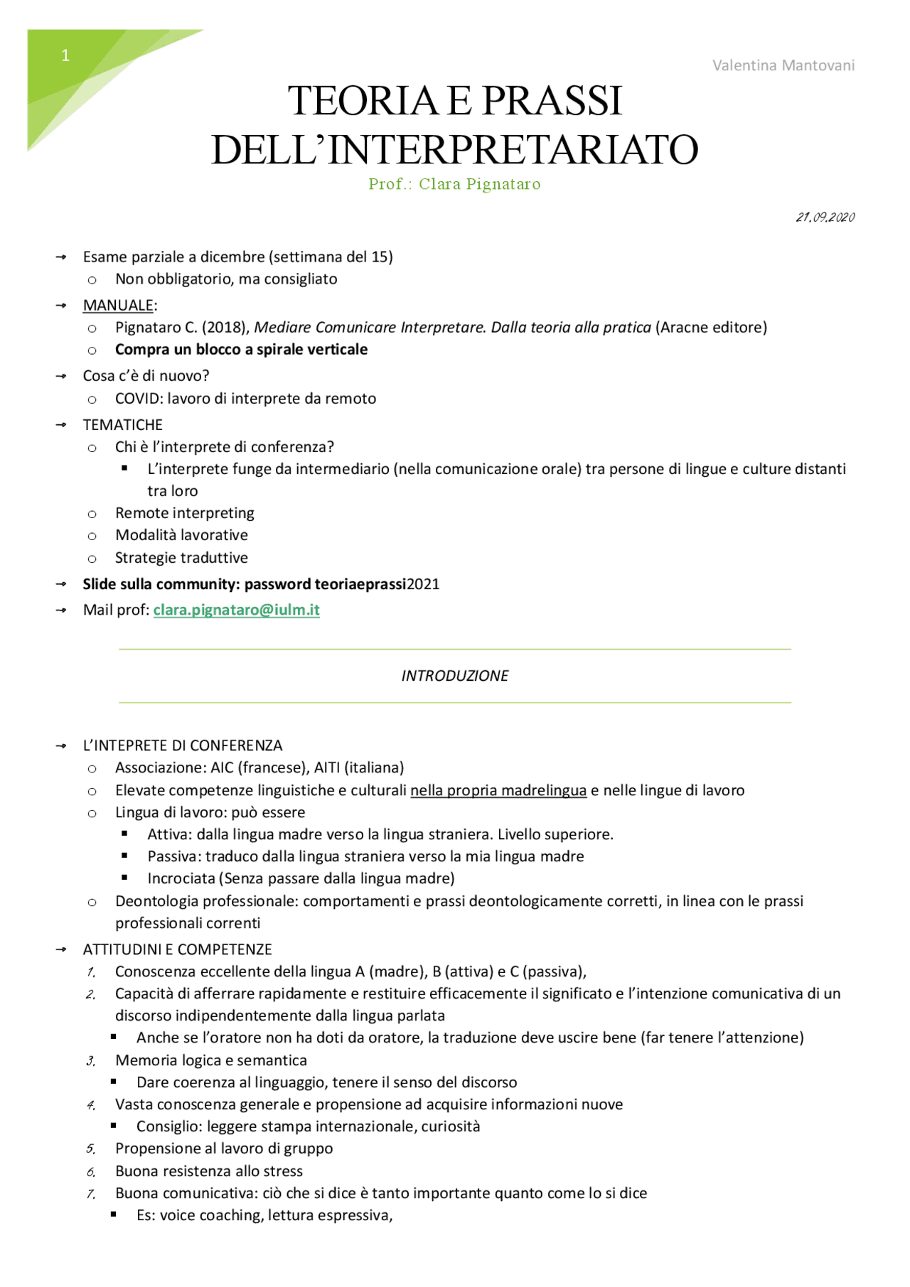 Appunti Di Teoria E Prassi Dellinterpretariato Di Conferenza Appunti