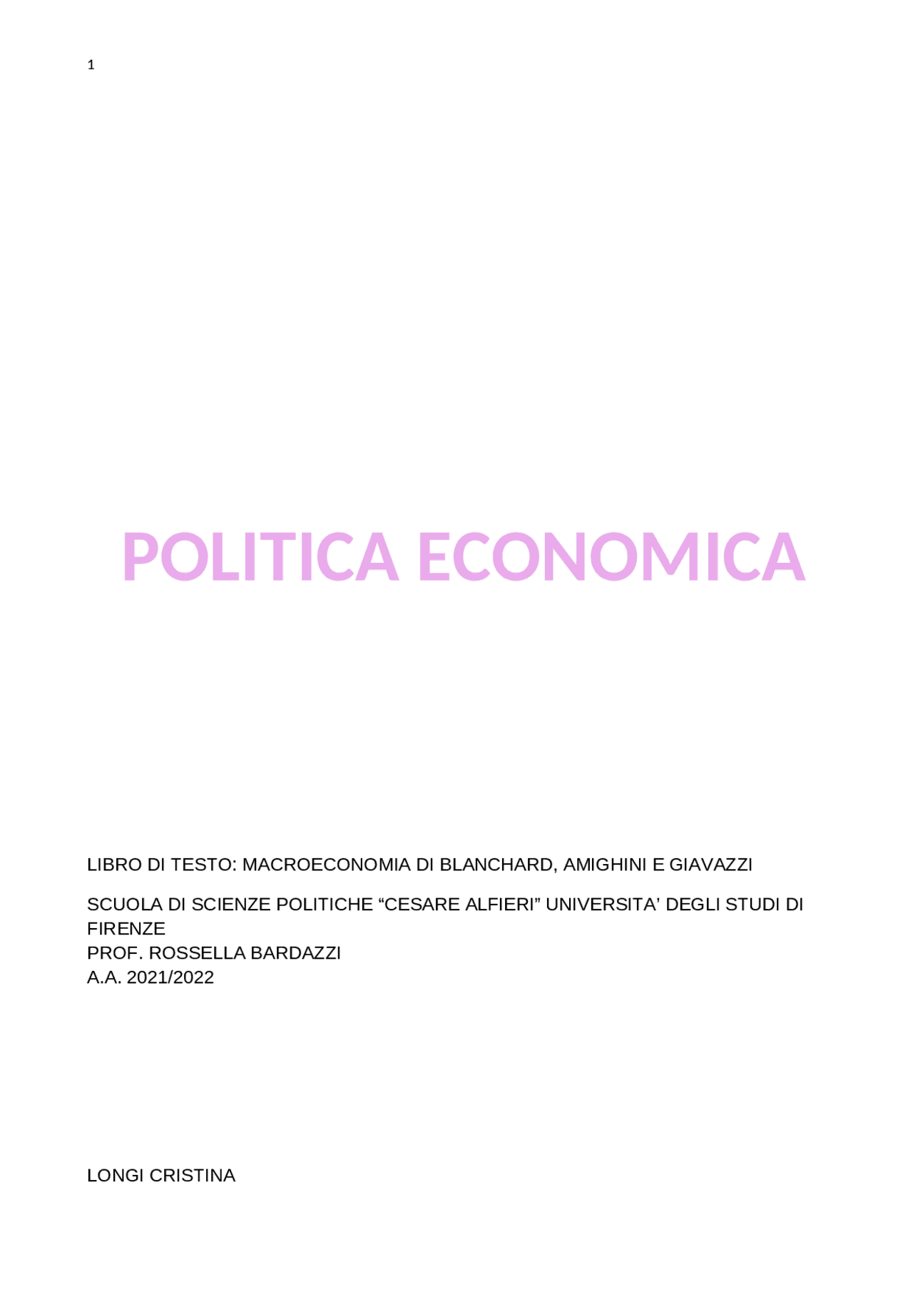 Riassunto Macroeconomia Di Blanchard Amighini E Giavazzi Docsity