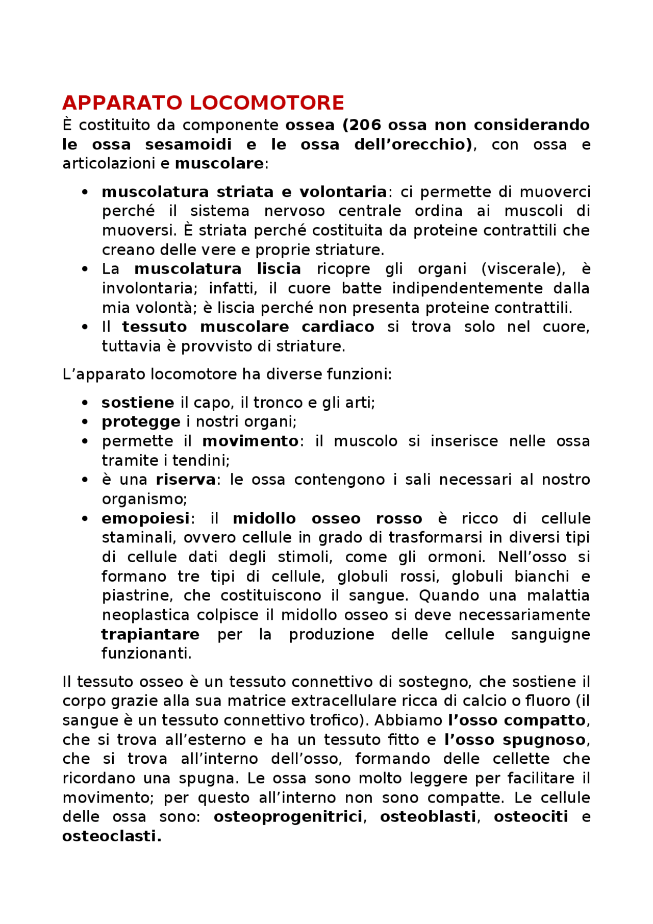 Apparato Locomotore Appunti Di Anatomia Docsity