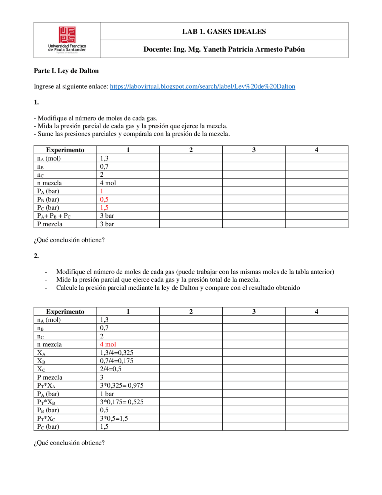 Lab 1 Gases Ideales Apuntes De Fisicoquímica Docsity